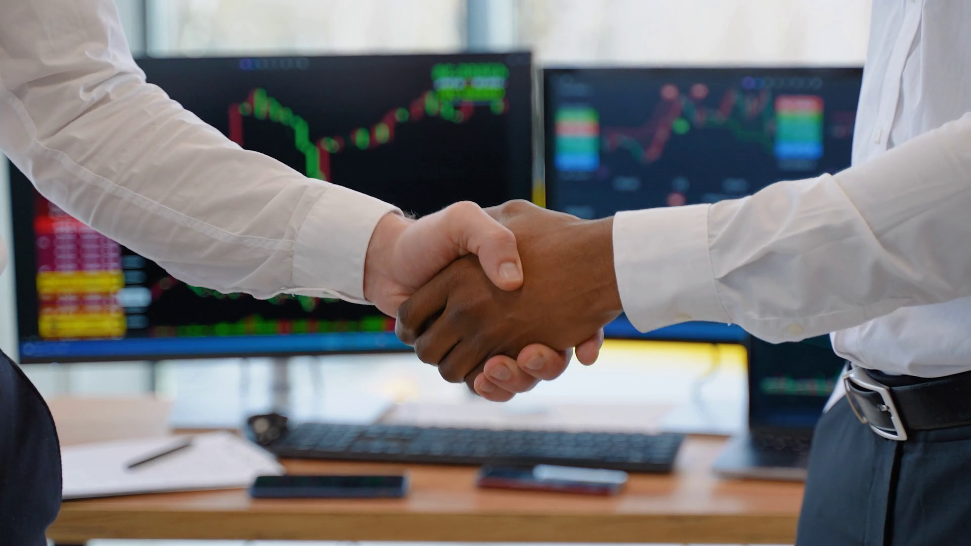 Close Up Of Two Diverse Traders Handshake Stock Footage SBV-352931292 ...