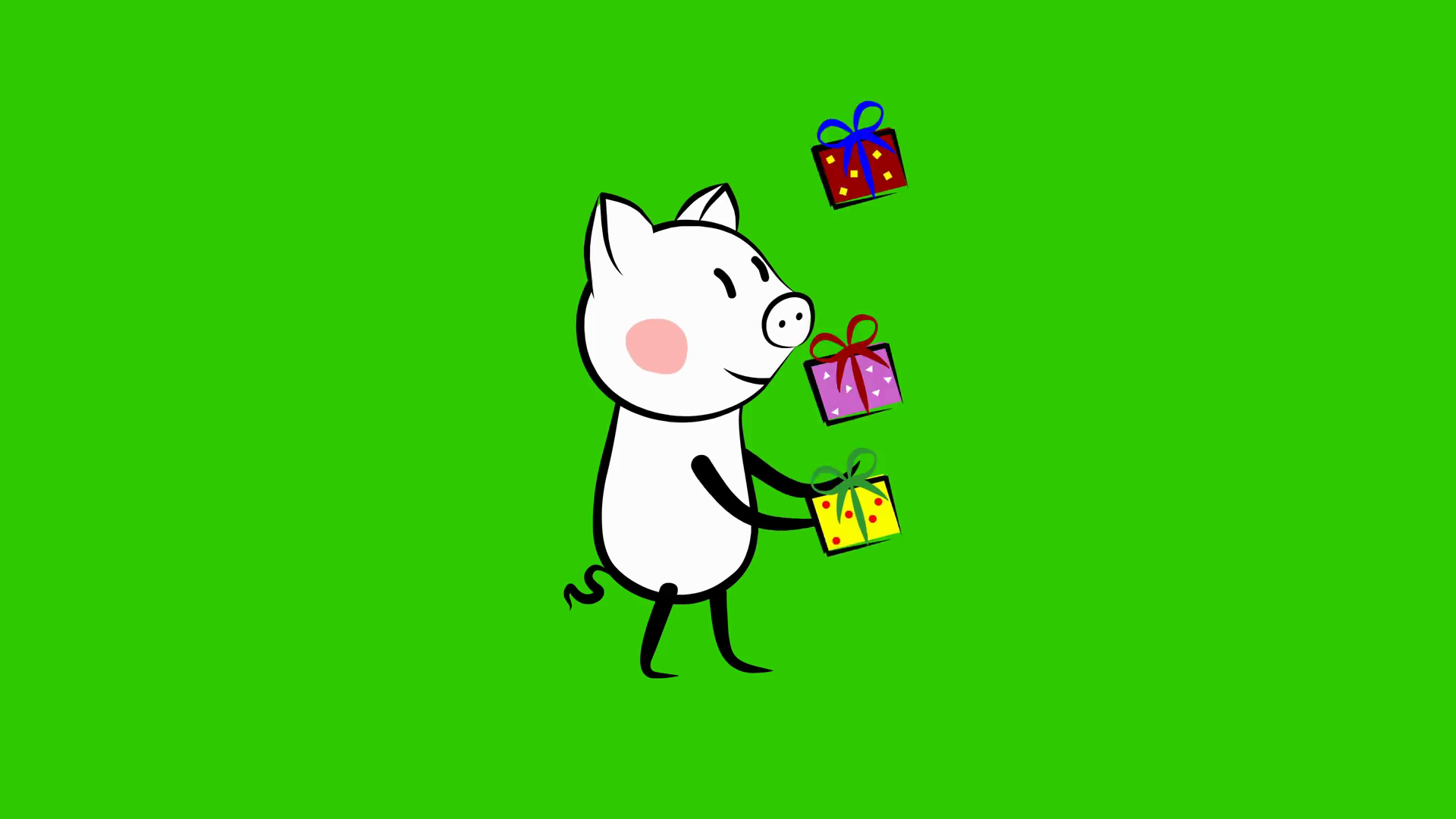 Pig Character Juggling With Presents Stock Motion Graphics SBV ...