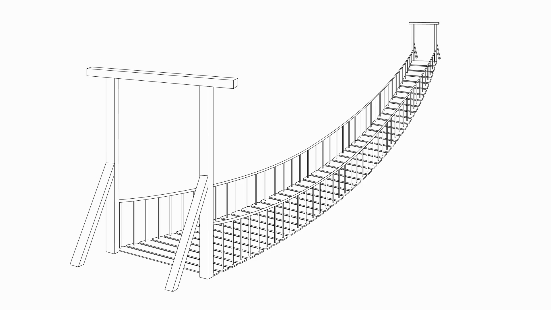 Suspension black and white bridge cartoon animation Motion Background ...