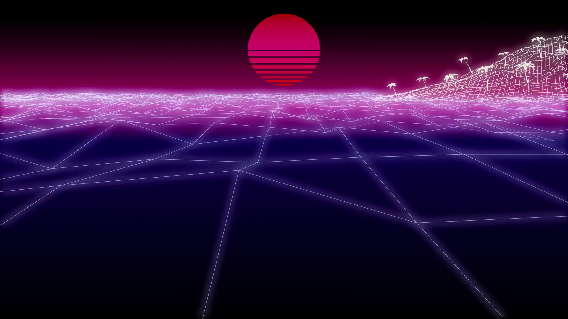 Synthwave Island Sun Background 3d Render Stock Motion Graphics SBV ...