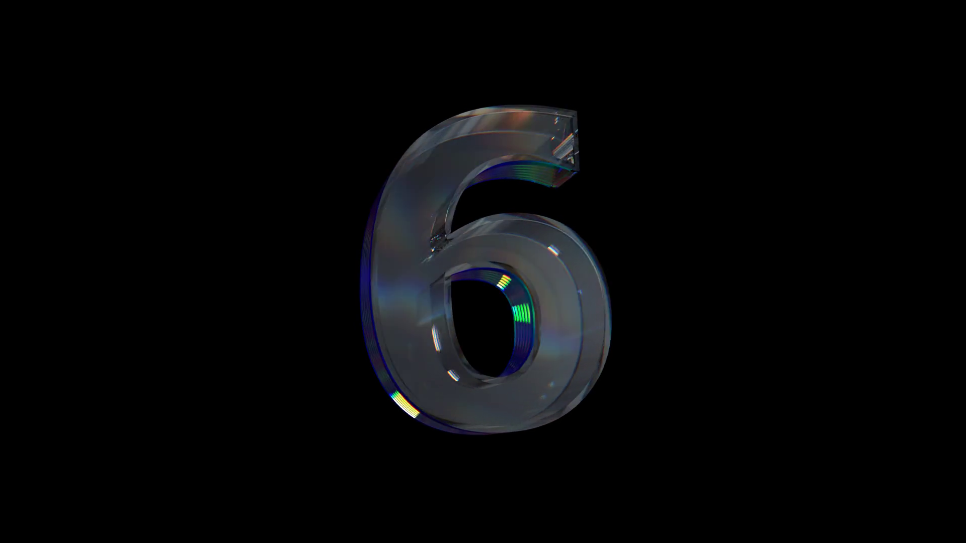 Glass Number 6 Six With Dispersion Caustics Stock Motion Graphics SBV ...