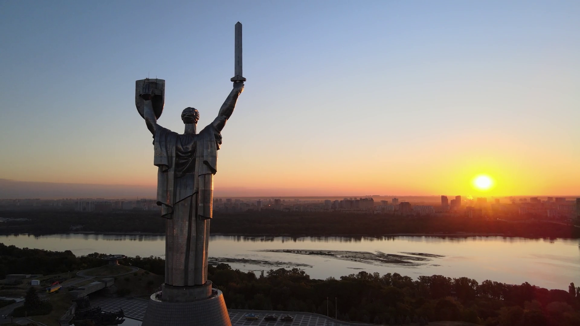 Motherland Monument In Morning At Sunrise In Stock Footage SBV ...