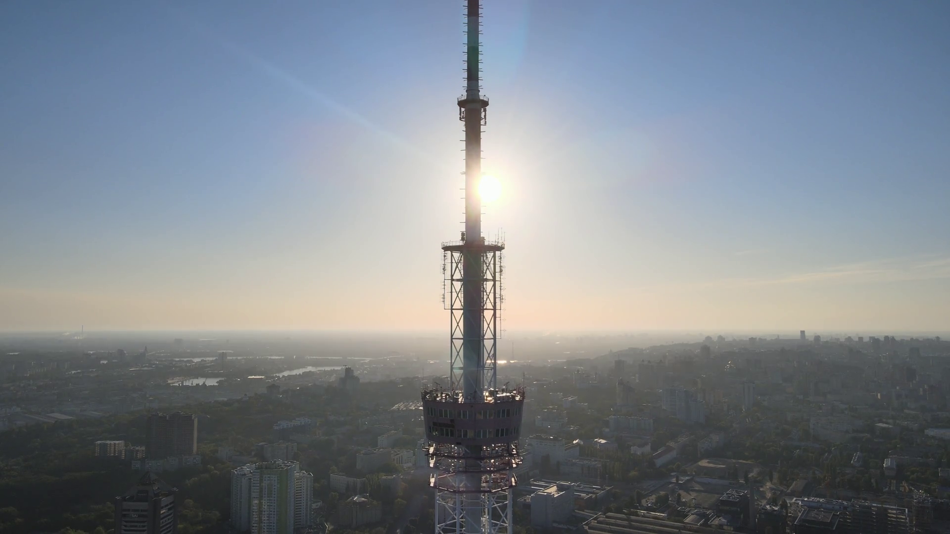High TV tower in Kiev, Ukraine, aerial view Stock Video Footage 00:44 ...