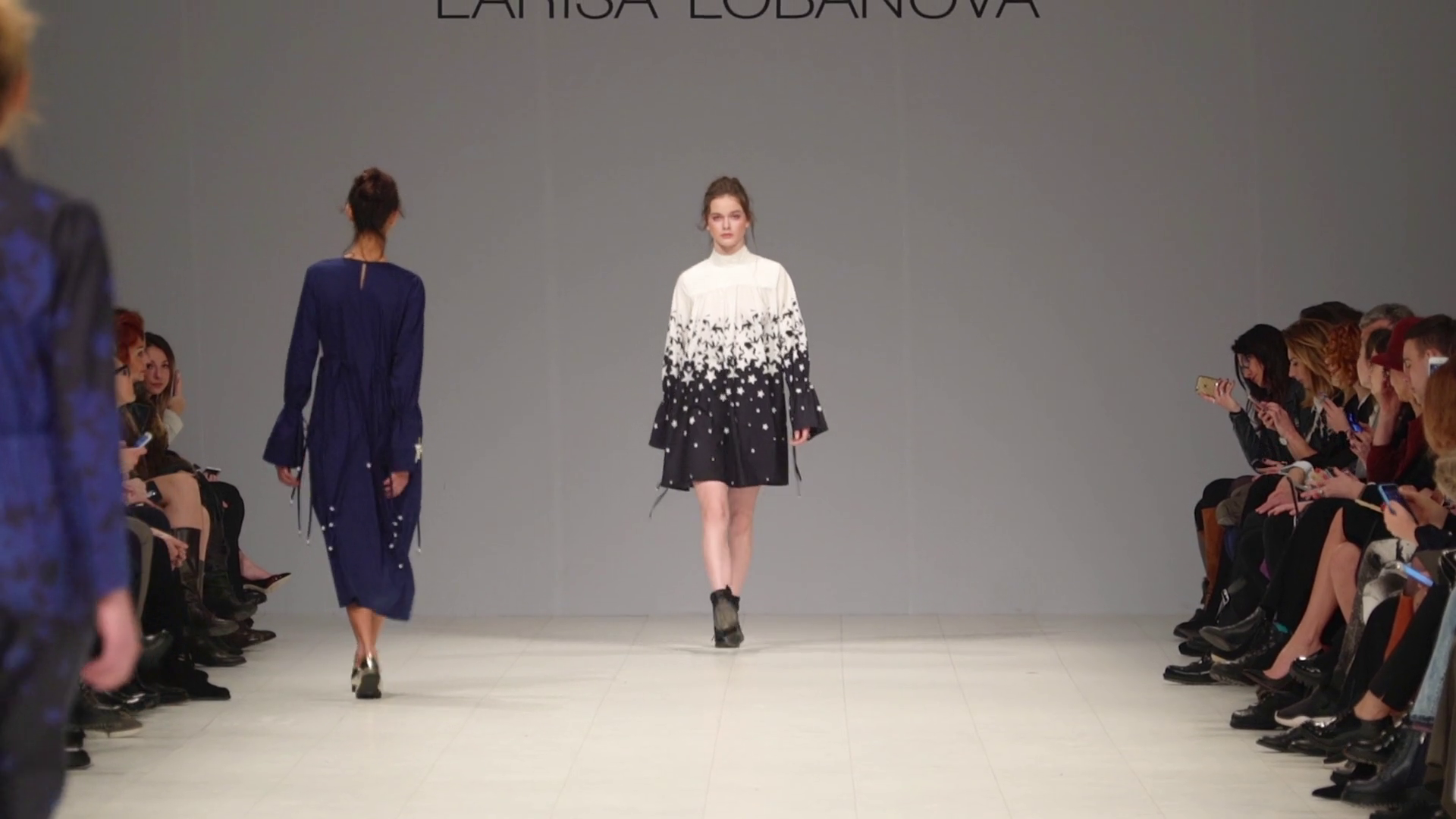 Ukraine, Kyiv : model demonstrates clothes at a fashion show, slow ...