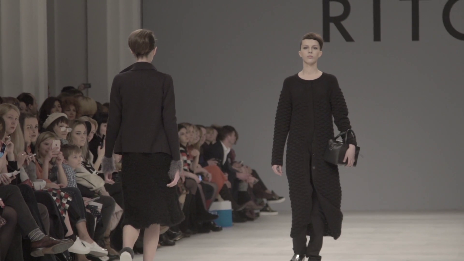 Ukraine, Kyiv : model demonstrates clothes at a fashion show, slow ...