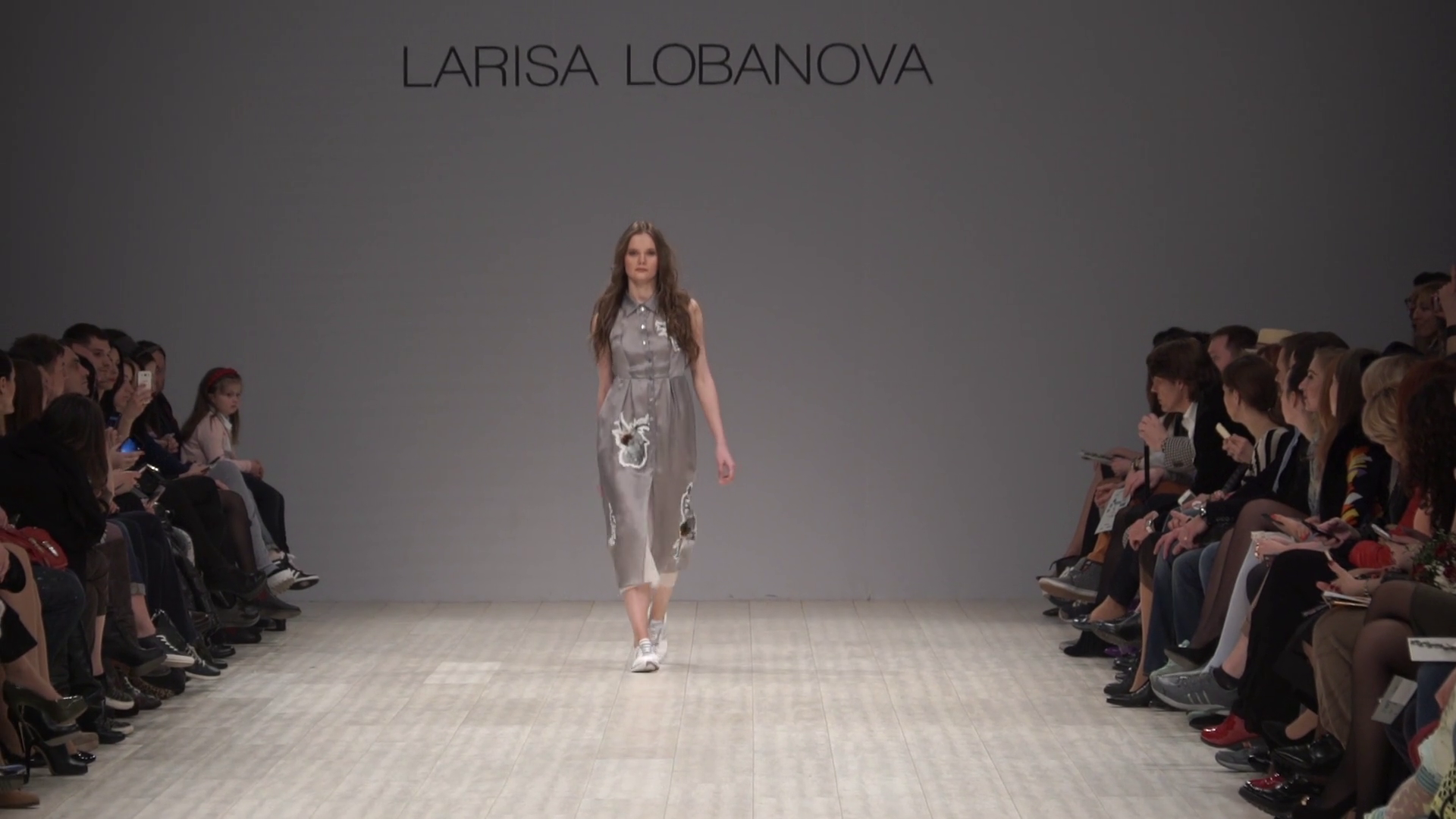 Ukraine, Kyiv : model demonstrates clothes at a fashion show, slow ...