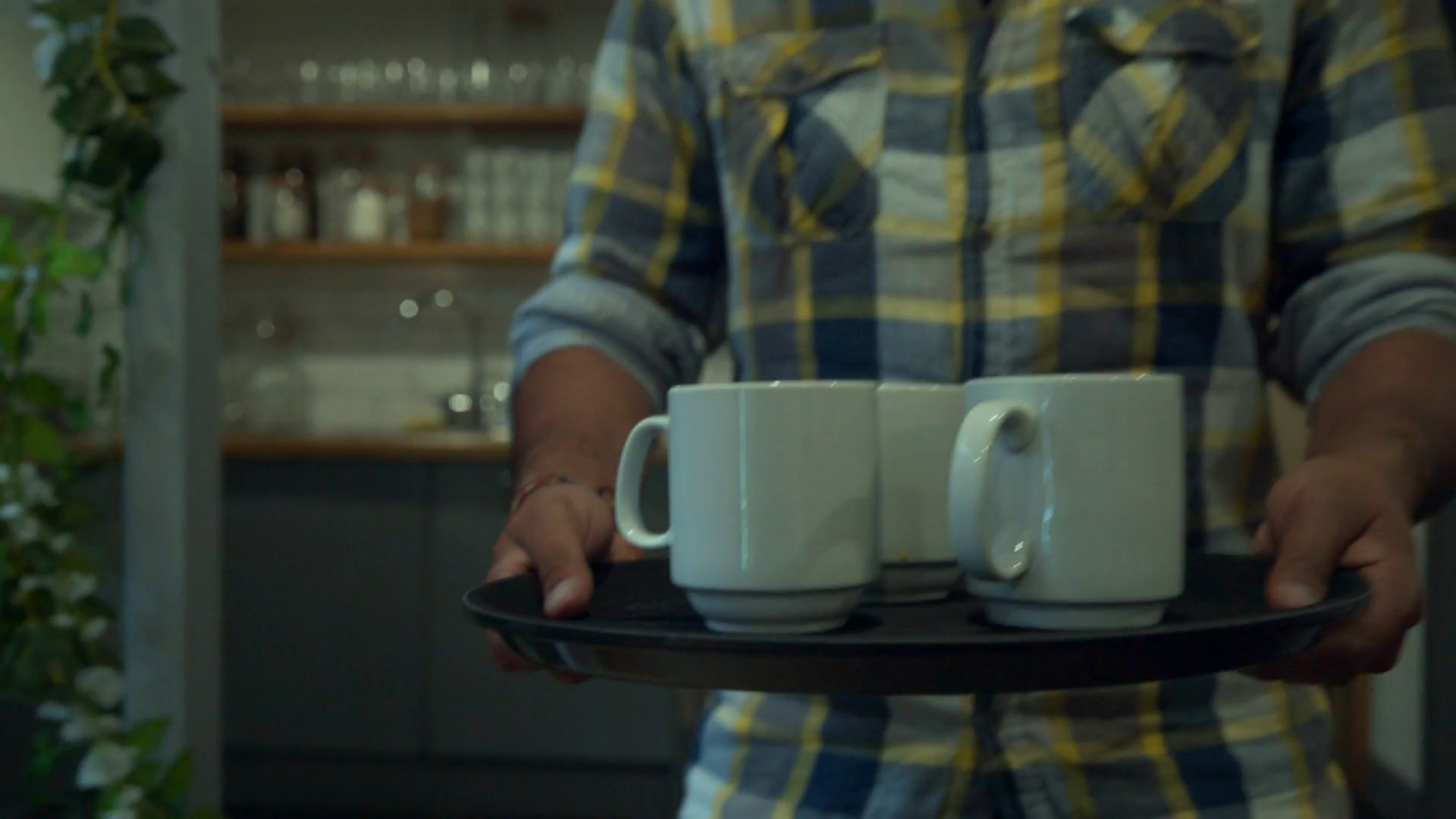 Man Carrying Tray With Mugs Joining Stock Footage SBV-338346274 ...