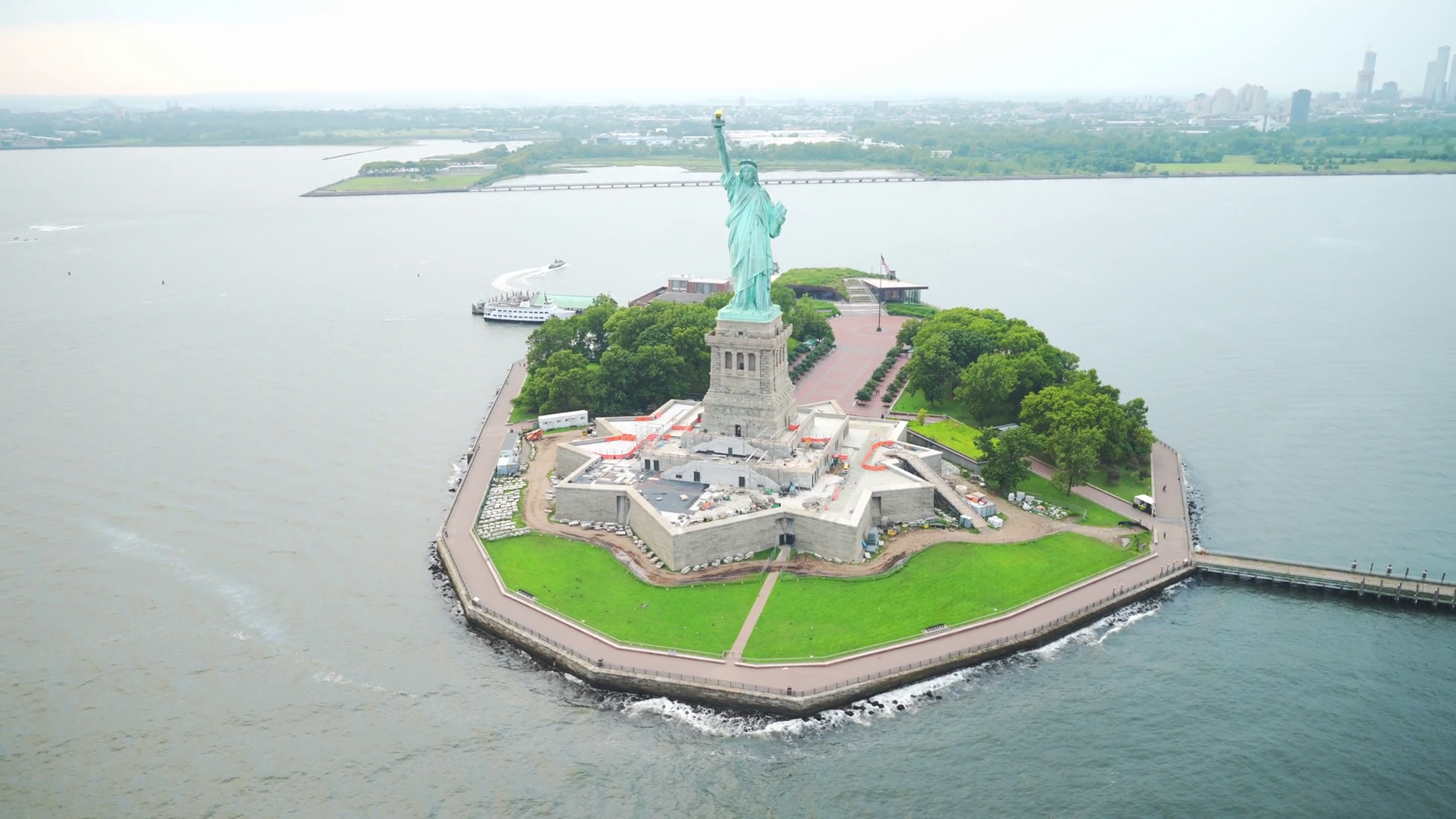 Stunning Aerial View Of Statue Of Liberty Stock Footage SBV-353432931 ...