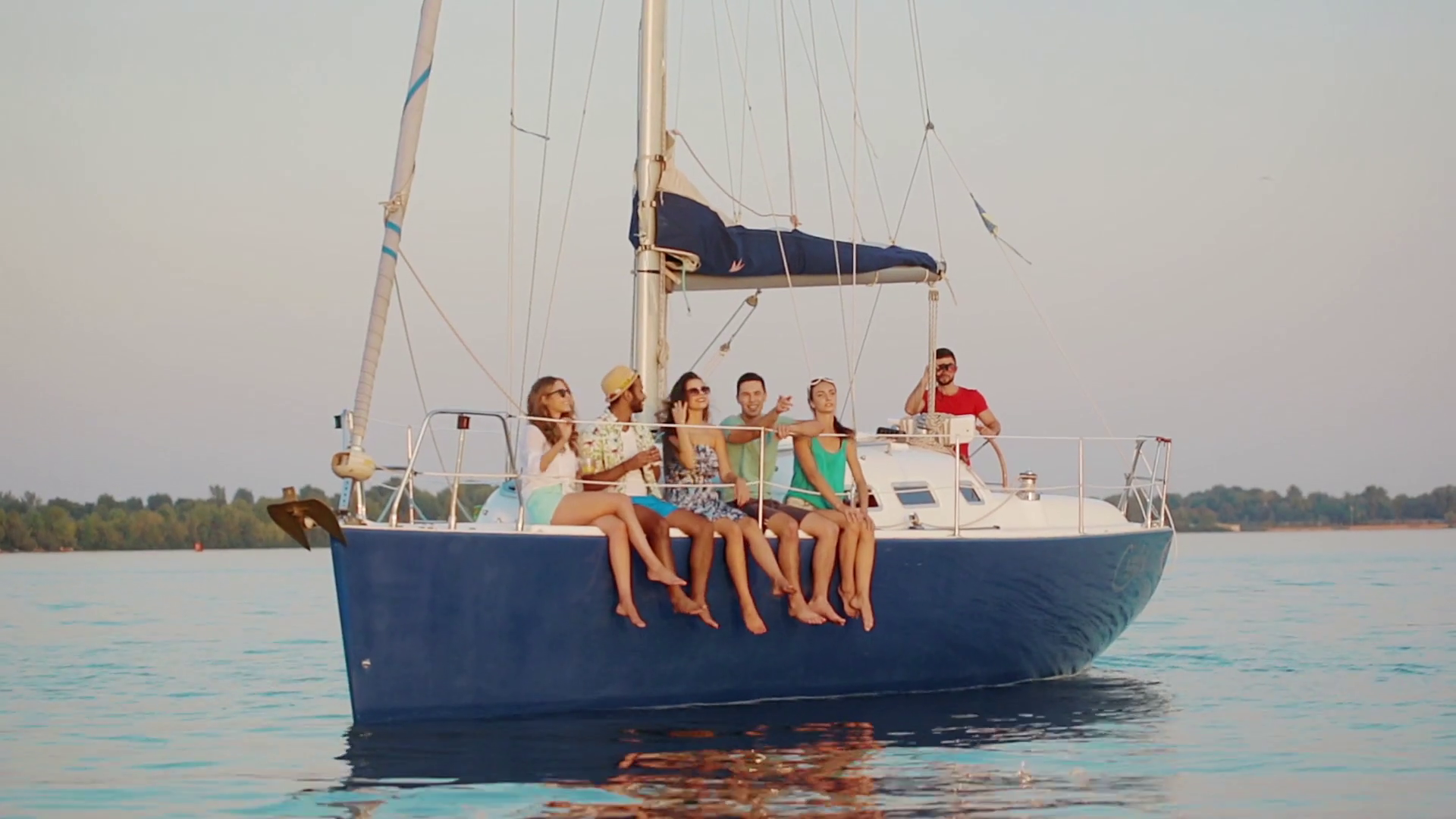 Young People Enjoying Yacht Cruise At Sea Stock Footage SBV-312303627 ...