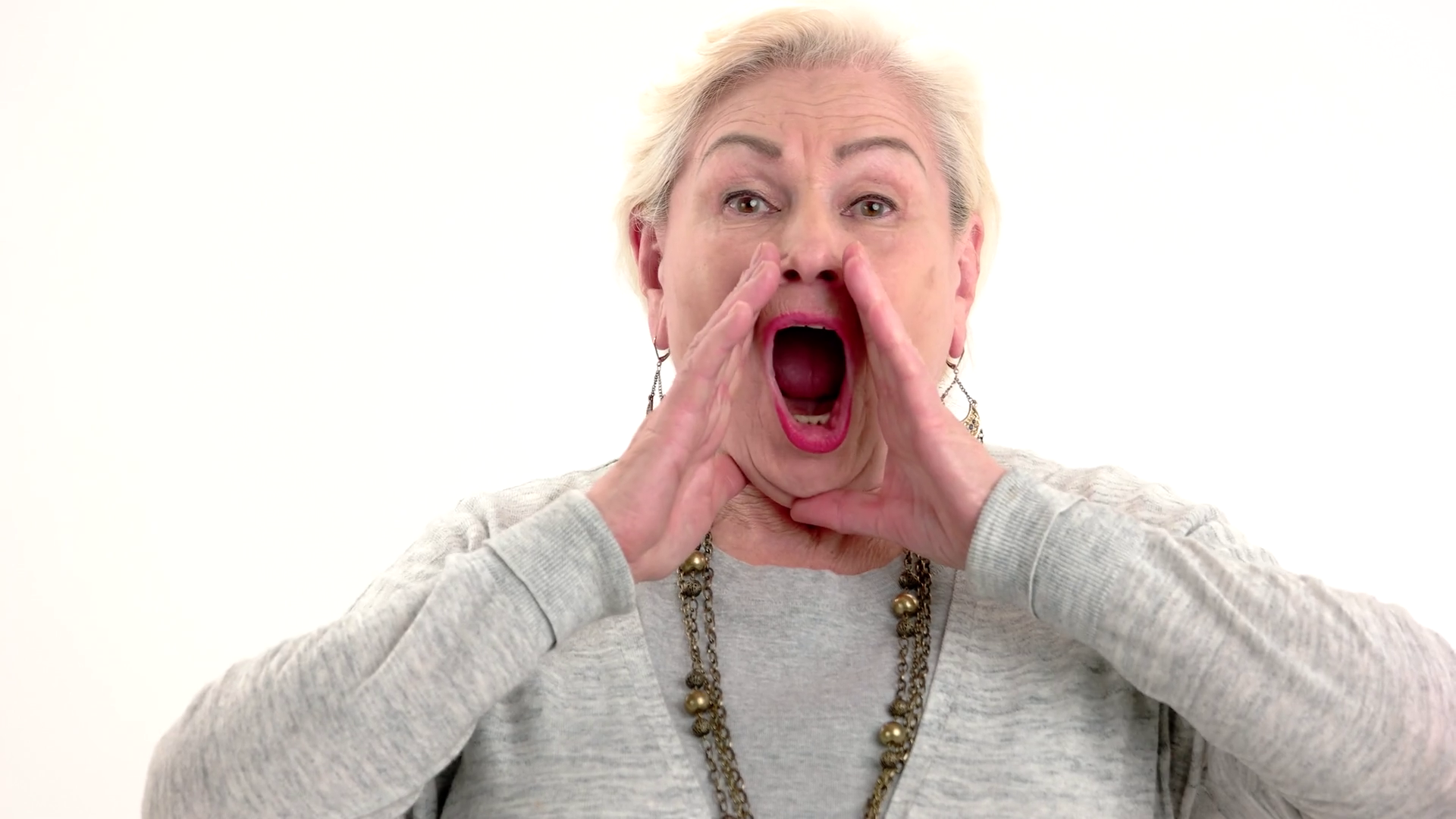 Senior Lady Shouting Woman Holding Hands Stock Footage SBV-312987170 ...