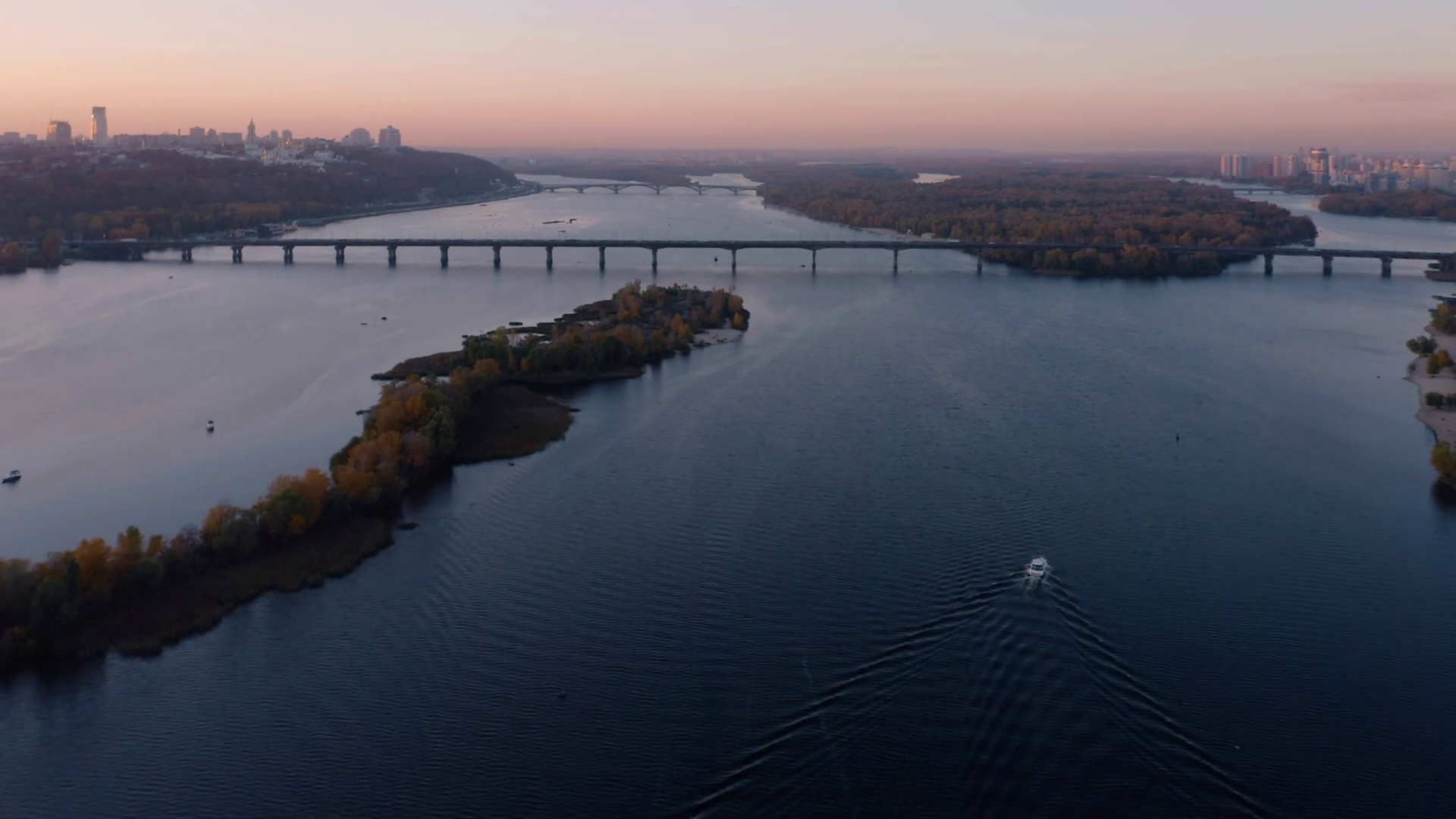 Urban City Scape With Bridges Over River Stock Footage SBV-347316821 ...