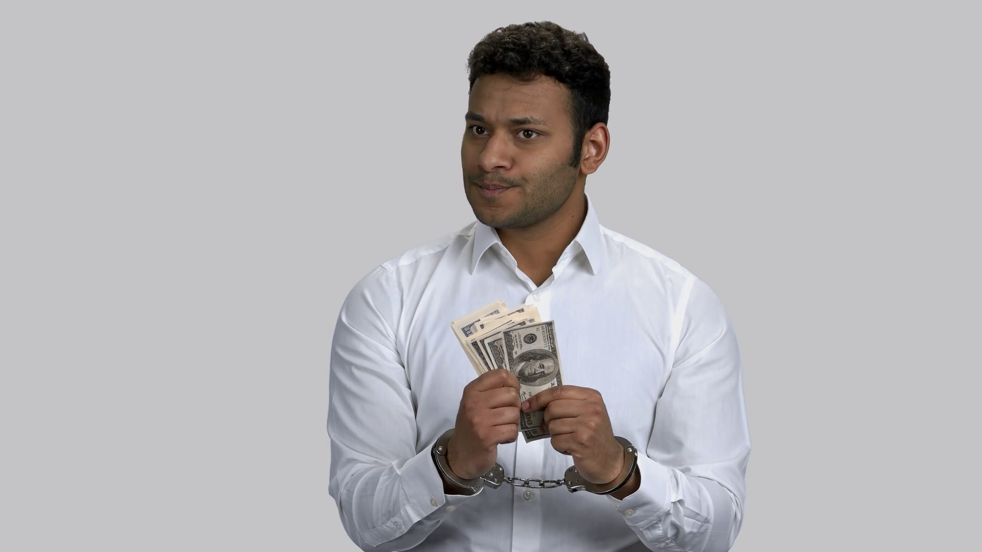 Frustrated Young Man In Handcuffs With Money Stock Footage SBV ...