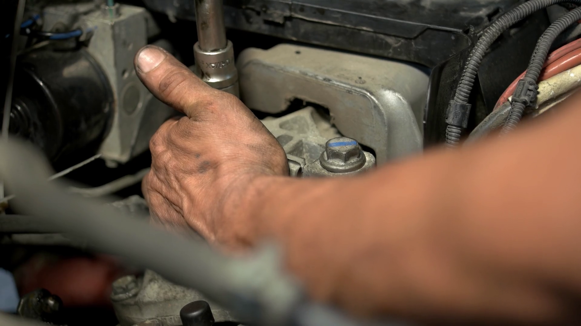 Auto Mechanic Working On Car Engine In Stock Footage SBV-338411128 ...