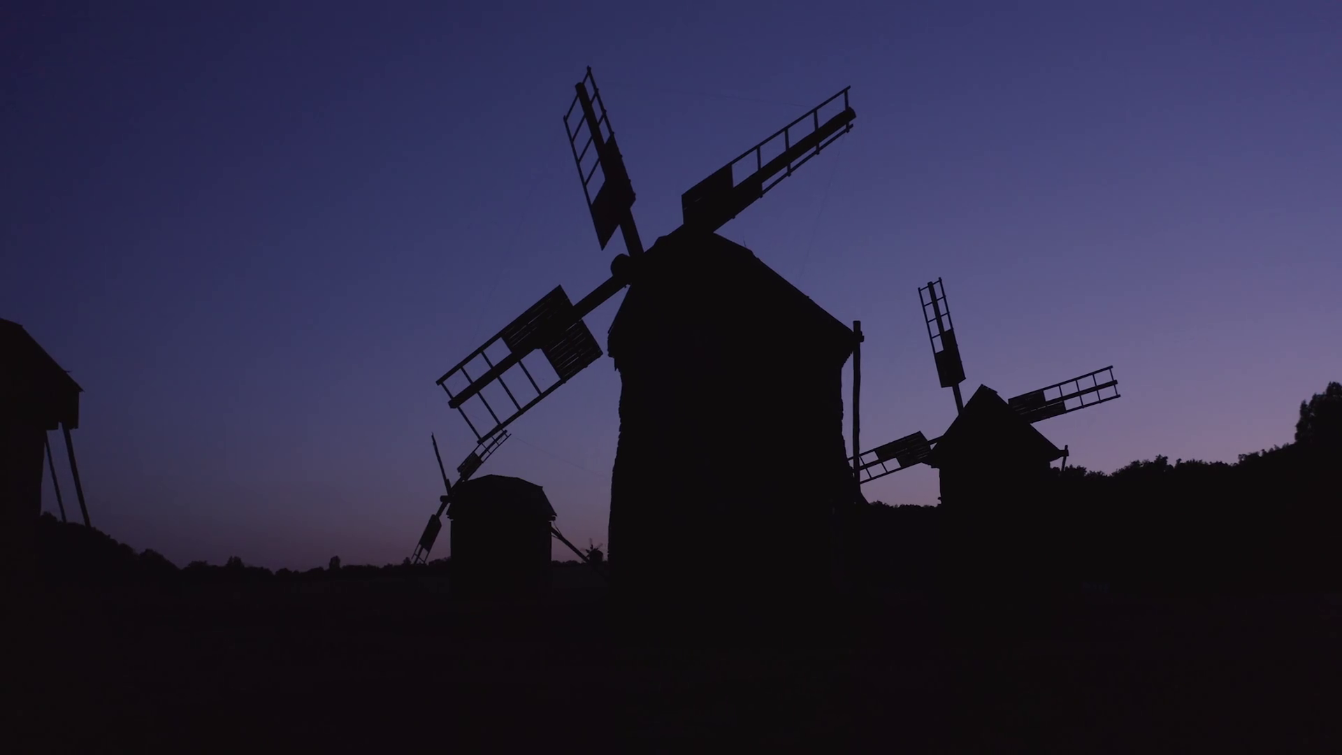 Black Windmills Silhouette At Night Dark Stock Footage SBV-338414285 ...