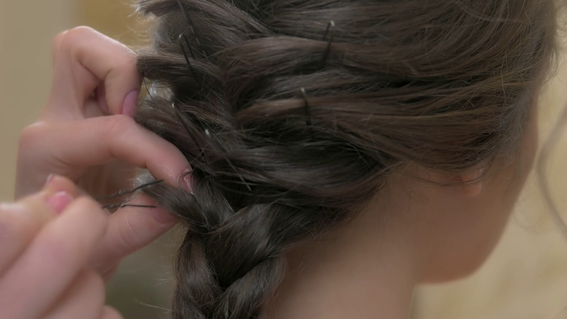 Braided Hairdo Close Up Female Hair Macro Stock Footage SBV-316450886 ...