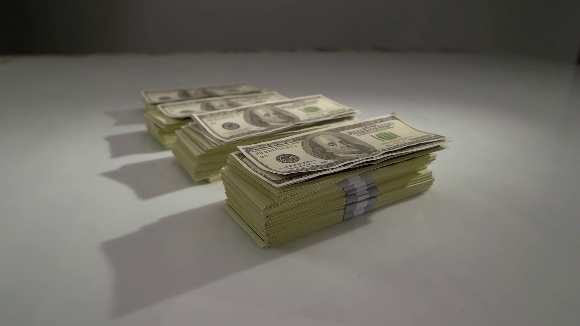 Bundles Of Usa Dollars Banknotes Flying Stock Footage SBV-338658850 ...