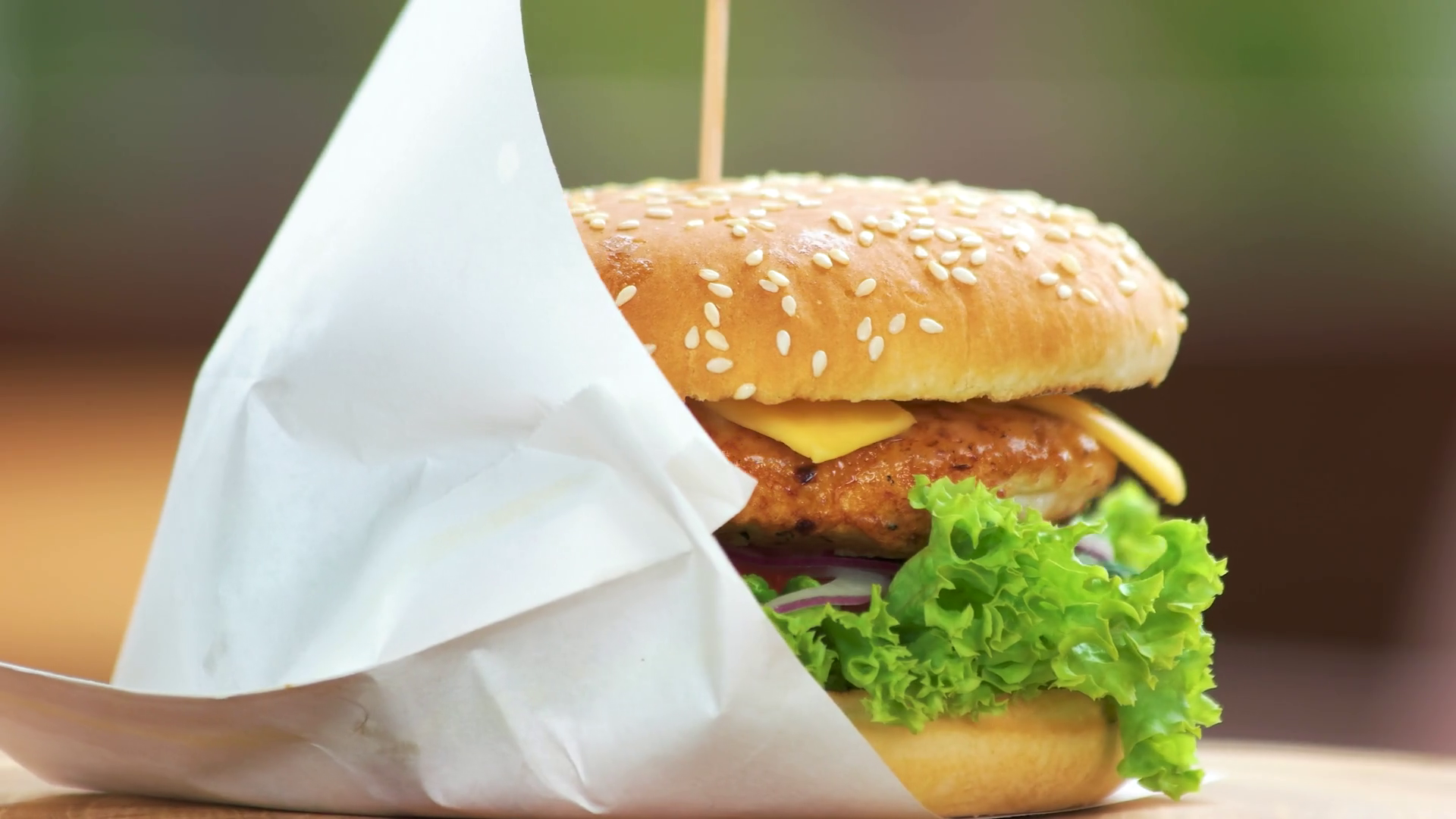 Chicken Burger Close Up Fast Food Sandwich Stock Footage SBV-320471710 ...