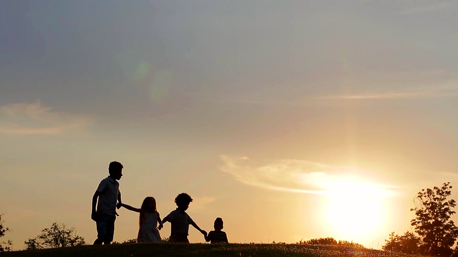Kids Walking Hand In Hand Under Beautiful Stock Footage SBV-318189892 ...