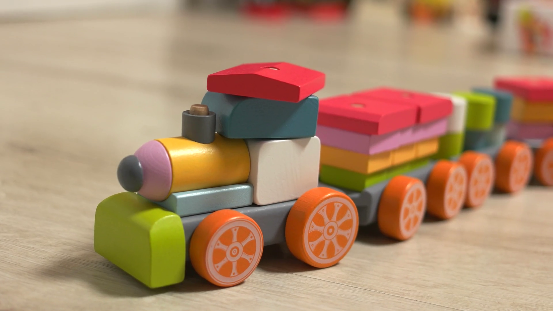 Colorful Wooden Toy Train On Floor Stock Footage SBV-337943660 ...