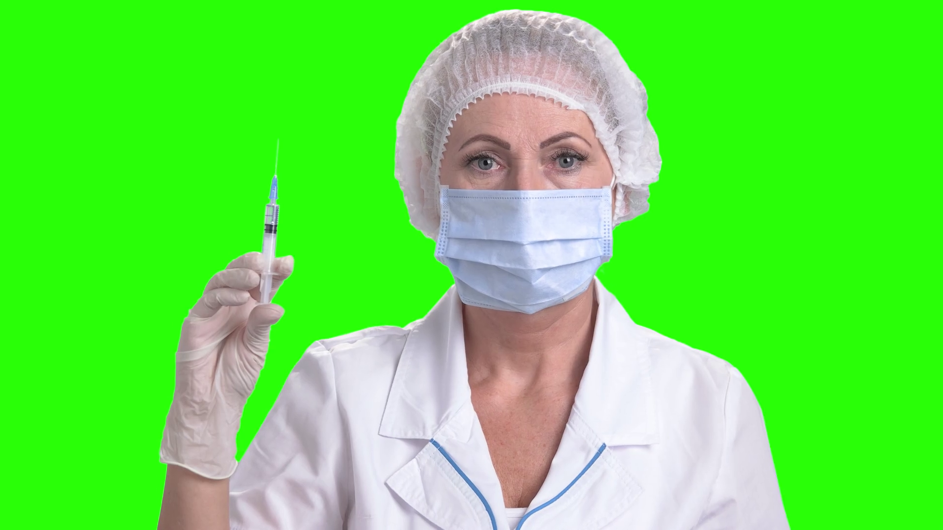 Doctor Woman Holding Syringe On Green Screen Stock Footage SBV ...