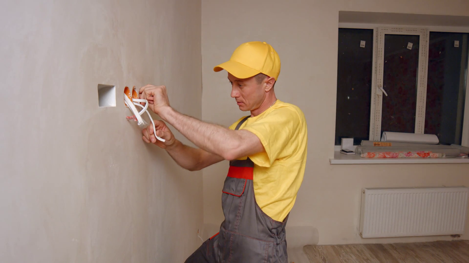 Electrician Puts Socket Electrician Makes Stock Footage SBV-318309530 ...