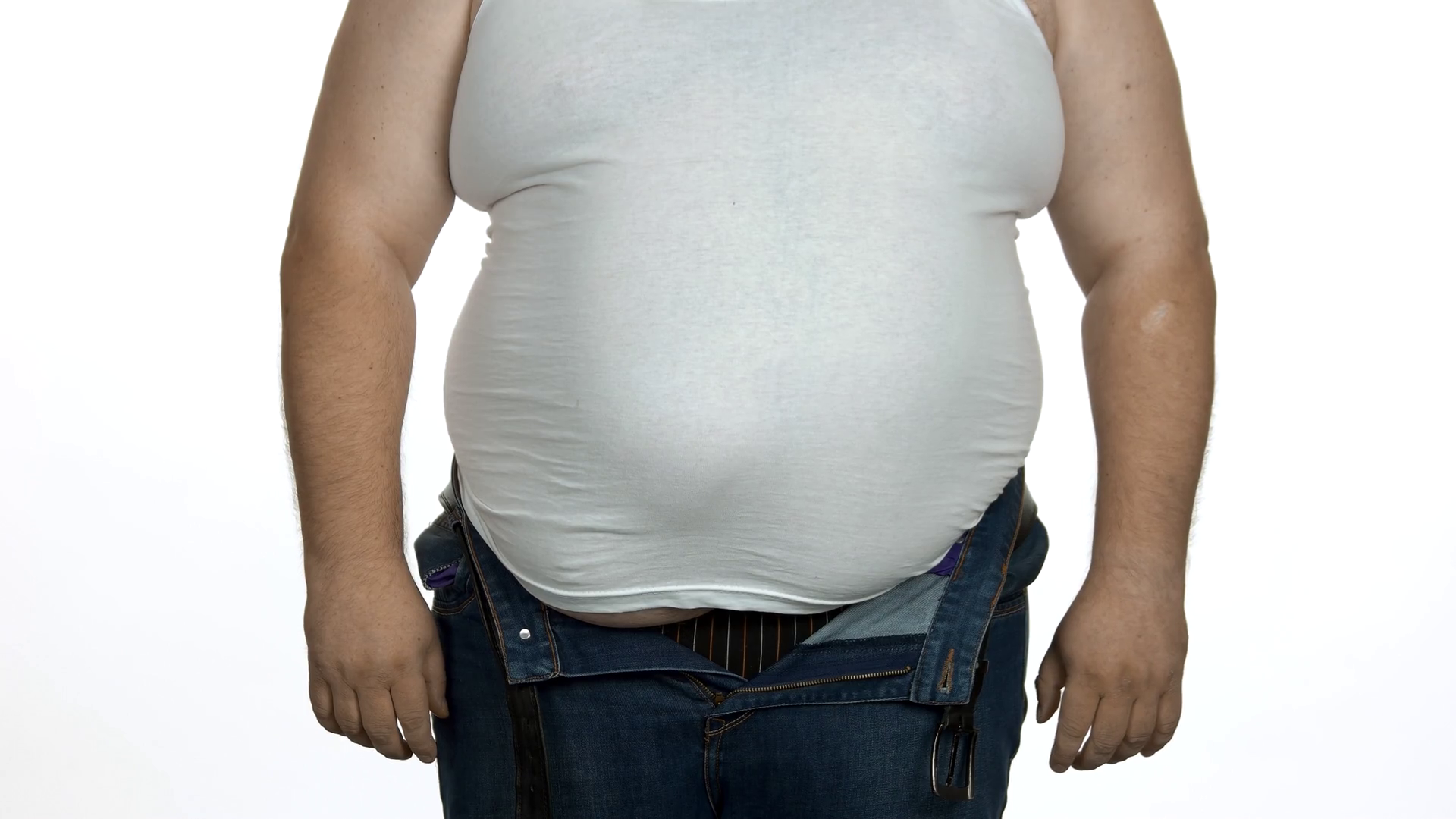 Fat Man Touching Big Belly Unrecognizable Stock Footage SBV 337934737