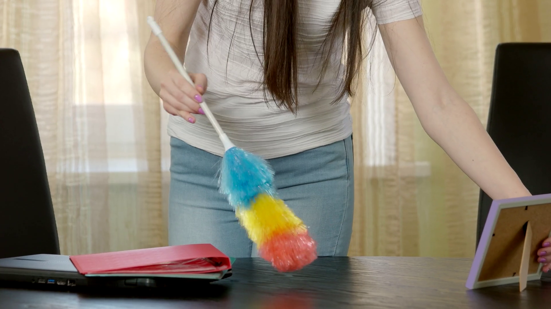 Female Hands Using Duster Young Woman Stock Footage SBV-316895514 ...