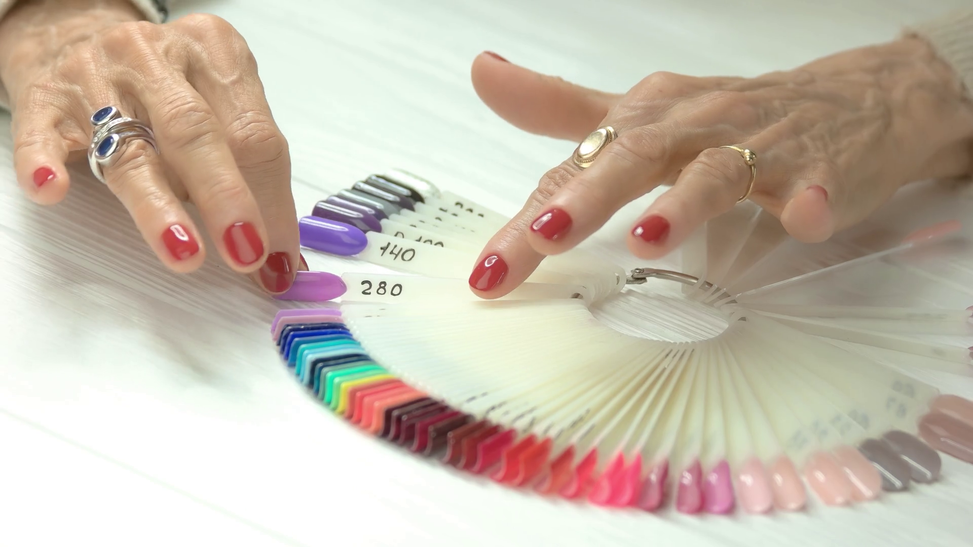 Female Manicured Hands Nail Samples Elderly Stock Footage SBV-324074003 ...