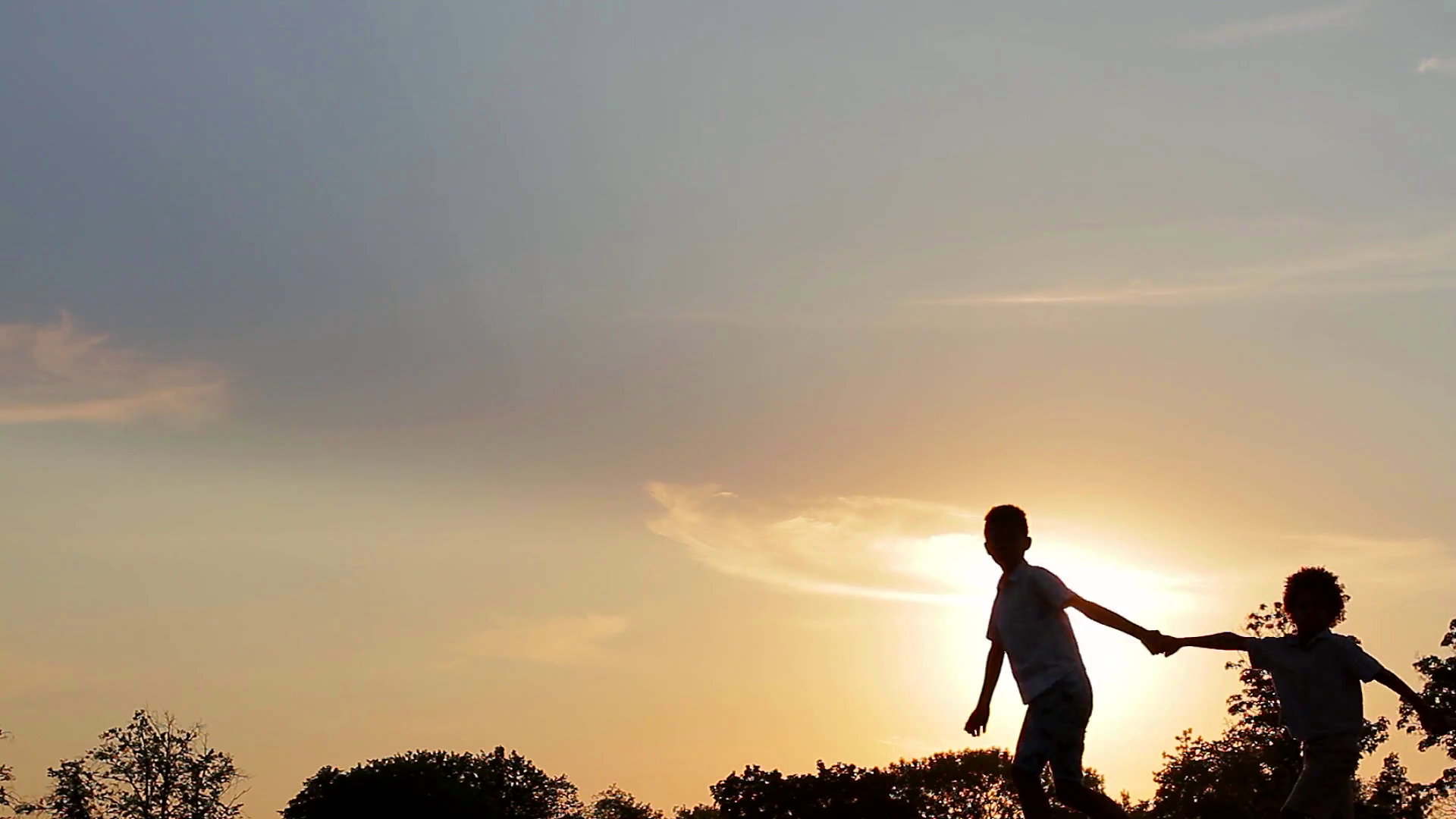 Four Happy Kids Are Playing On Sunset Stock Footage SBV-318189883 ...