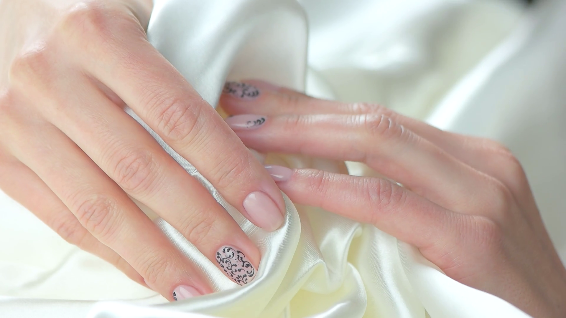 Gentle Caress Of White Silk Female Hands Stock Footage SBV-321738480 ...