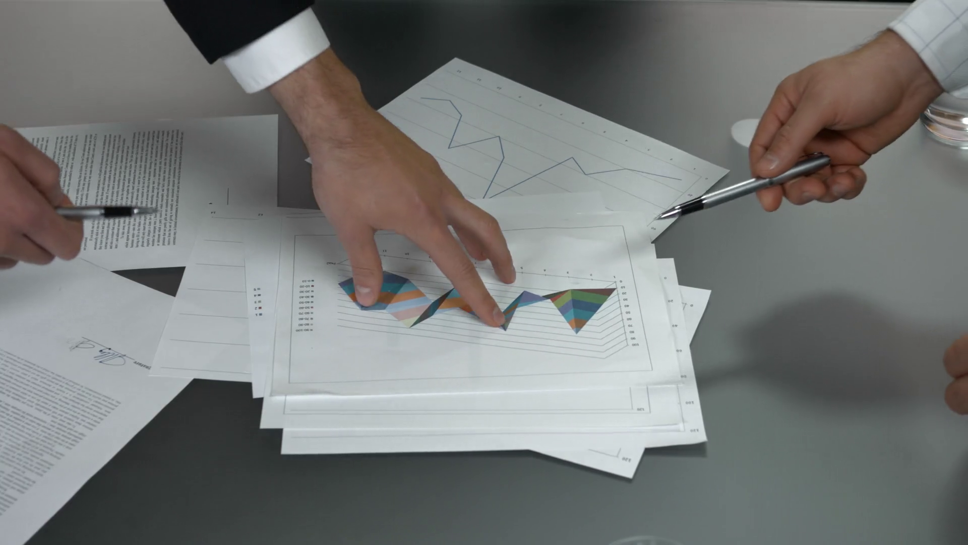 Hands Business Charts Papers On Table Stock Footage SBV-313022929 ...