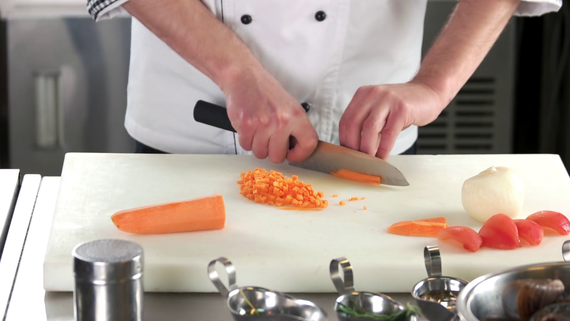 Hands Of Chef Chopping Carrot Vegetables On Stock Footage SBV-327500754 ...
