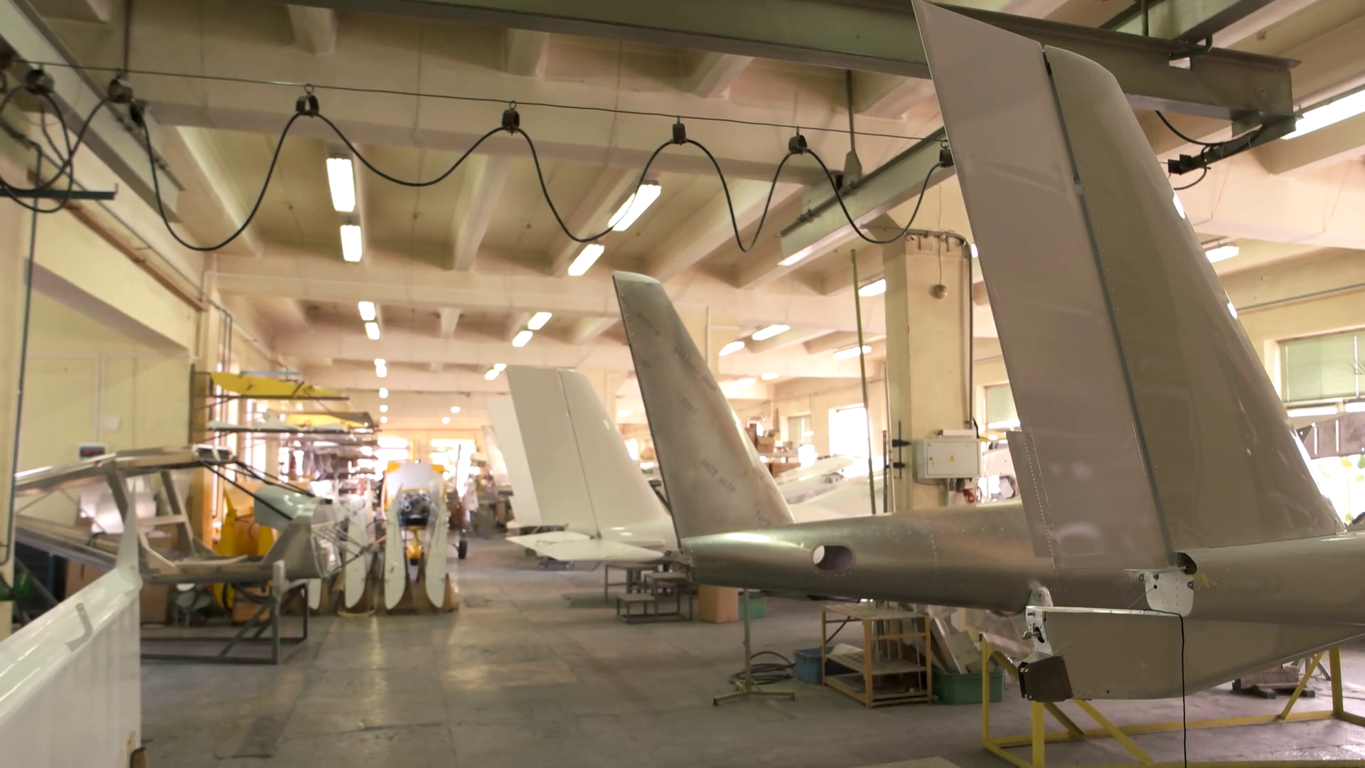 Inside Aircraft Workshop Tails Of Airplanes Stock Footage SBV-315819120 ...