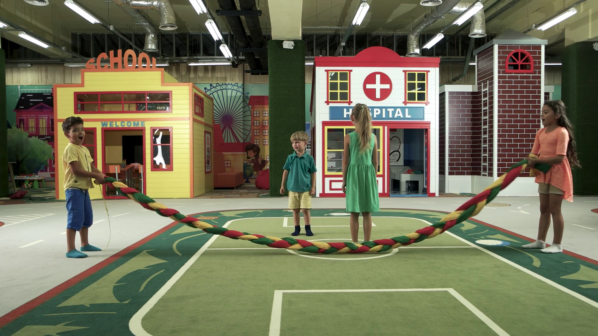 Kids having fun in kids leisure center. Childrens entertainment, sport ...