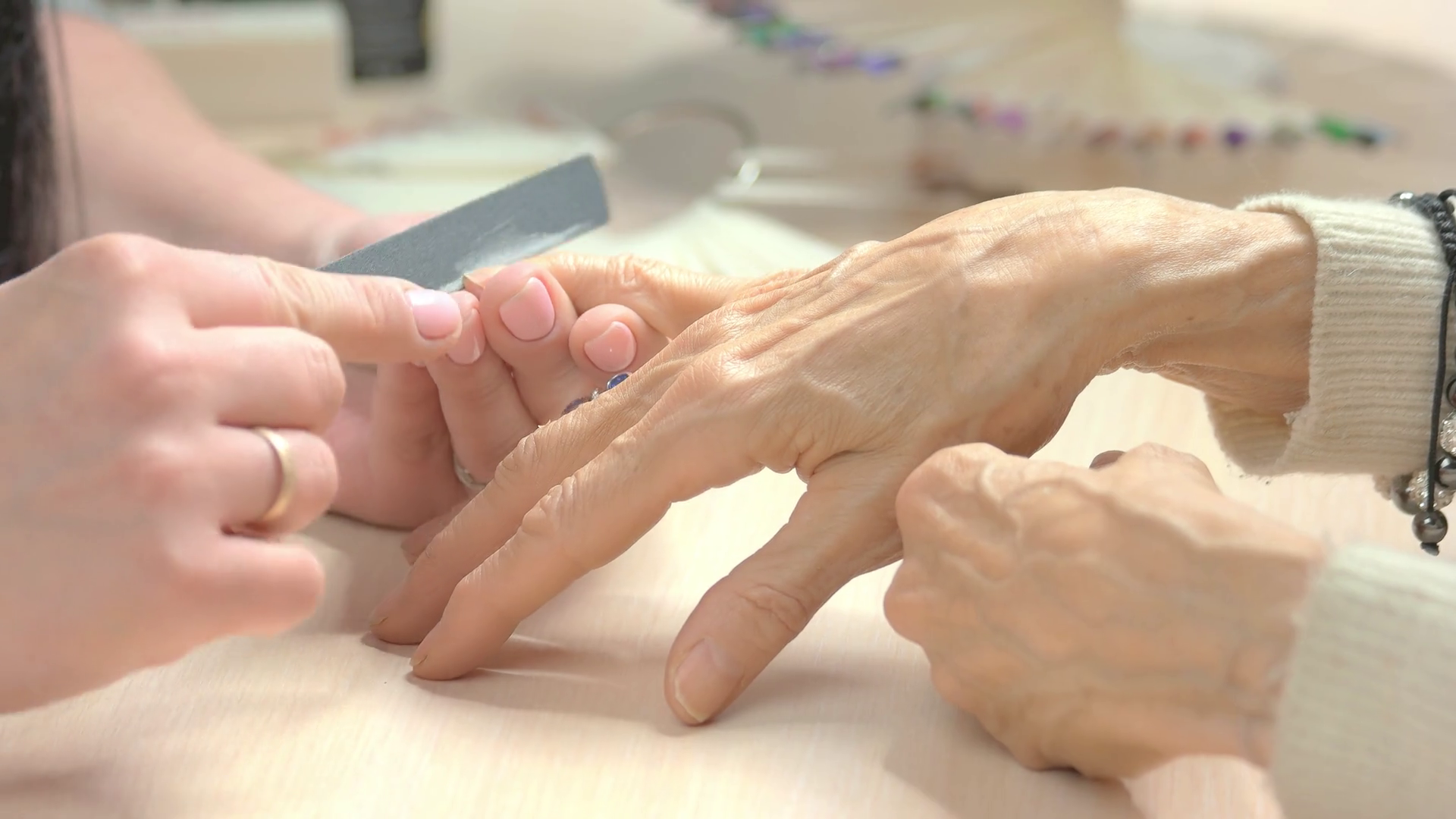 Manicurist Filing Nails To Senior Woman Old Stock Footage SBV-324071936 ...