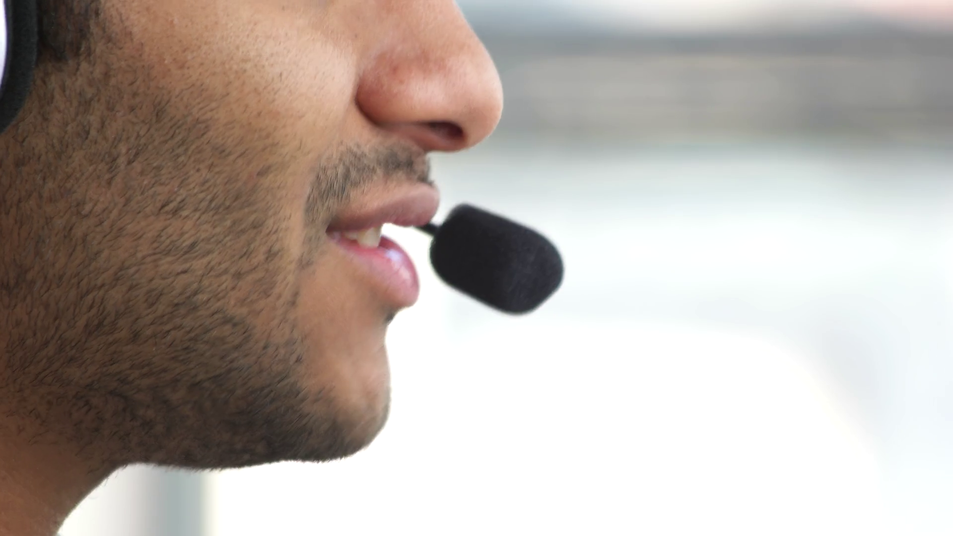 Man's Face Talking Using Headset Micro Stock Footage SBV-320835771 ...