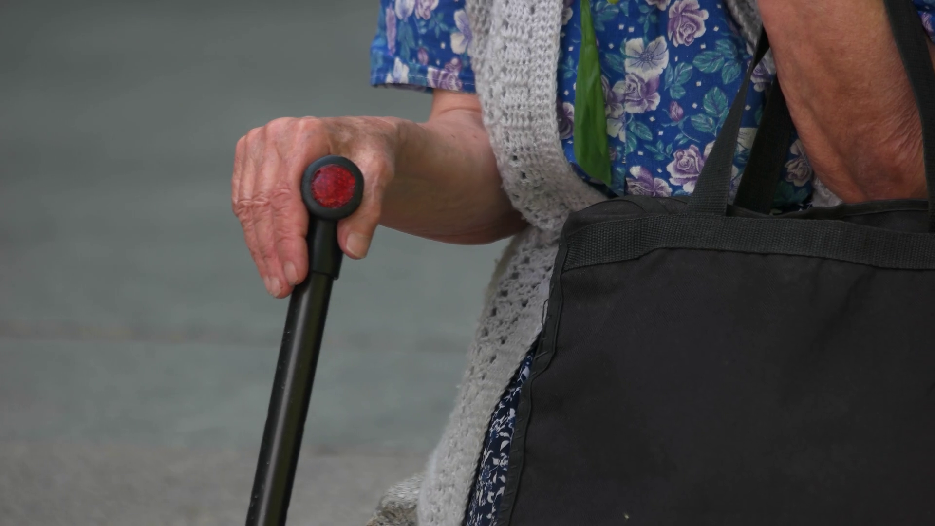 Old Grandma With Cane Stick Close Up Hands Stock Footage SBV-327036776 ...