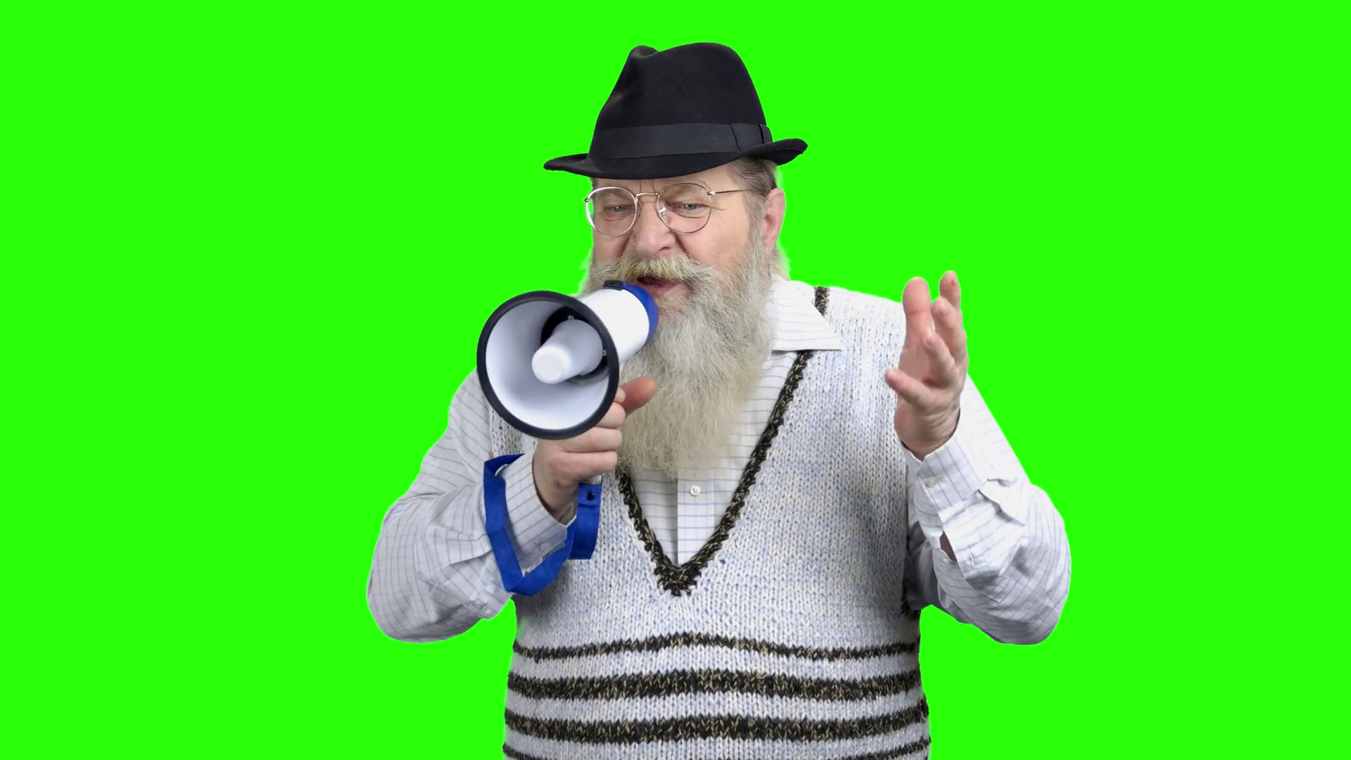 Old Man Speaking With Megaphone On Green Stock Footage SBV-337473066 ...