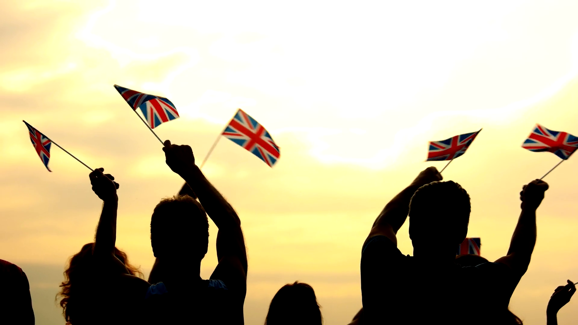 People Raising British National Flags Stock Footage SBV-328745842 ...