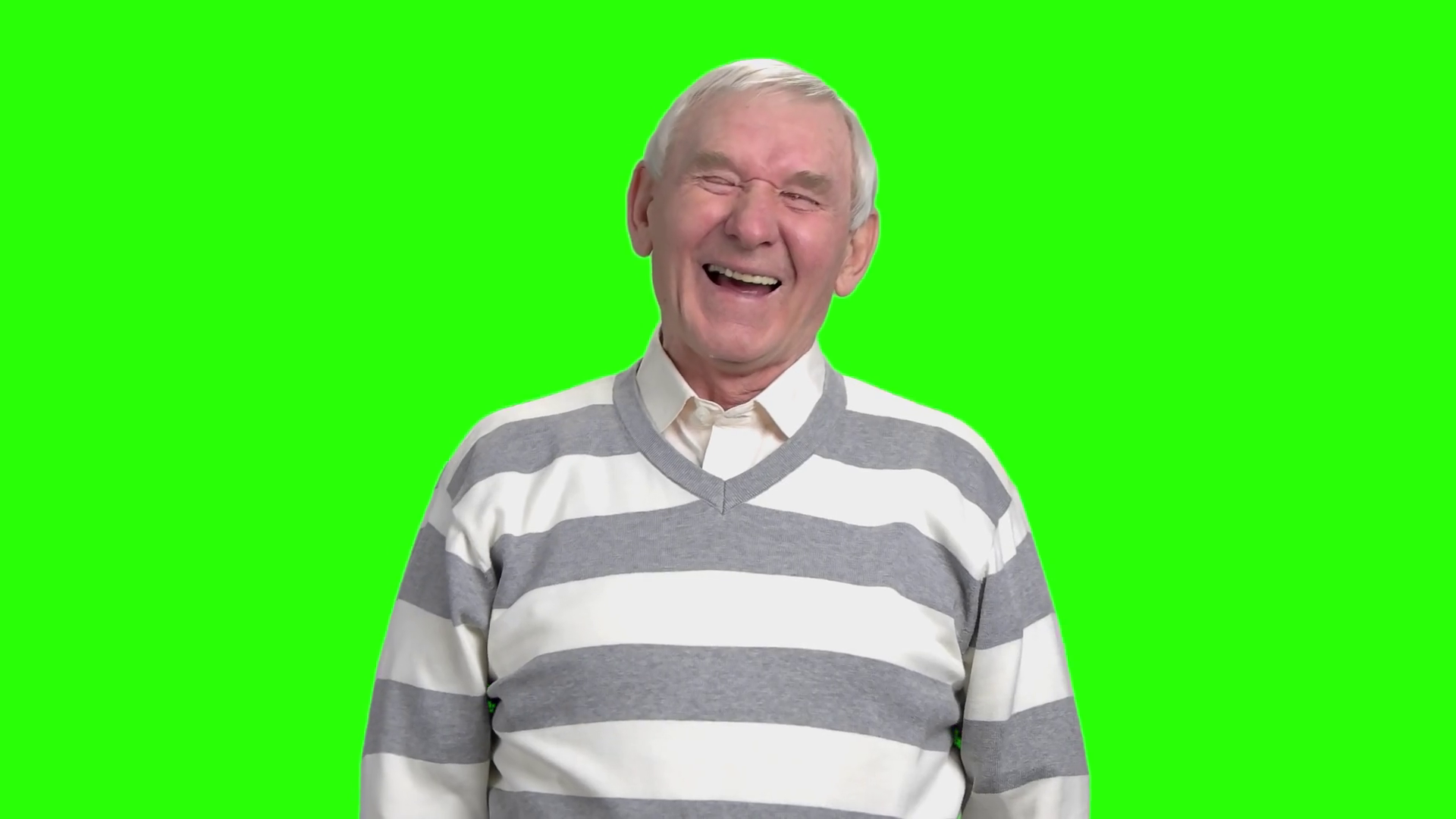 Portrait Of Laughing Grandpa In Striped Stock Footage SBV-320435904 ...