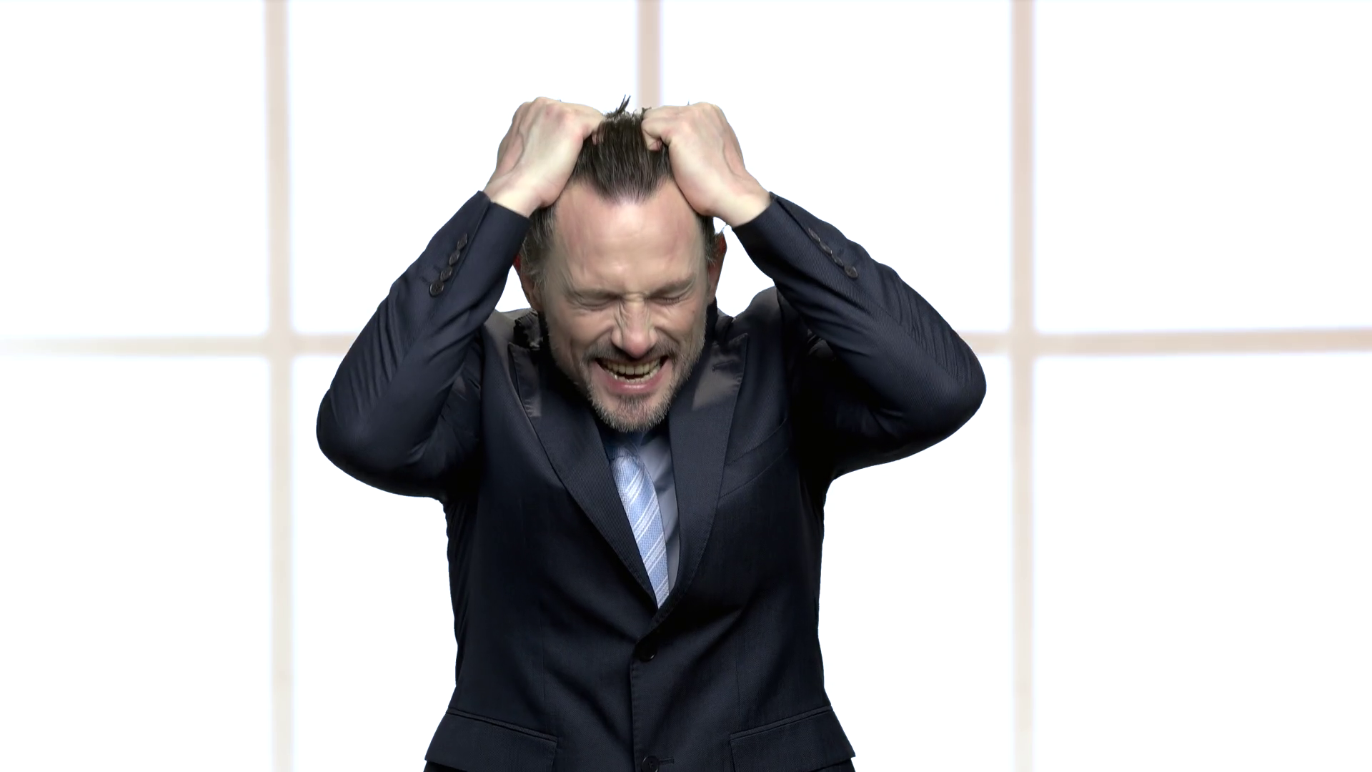 Portrait of screaming desperate businessman. Desperate mature ...