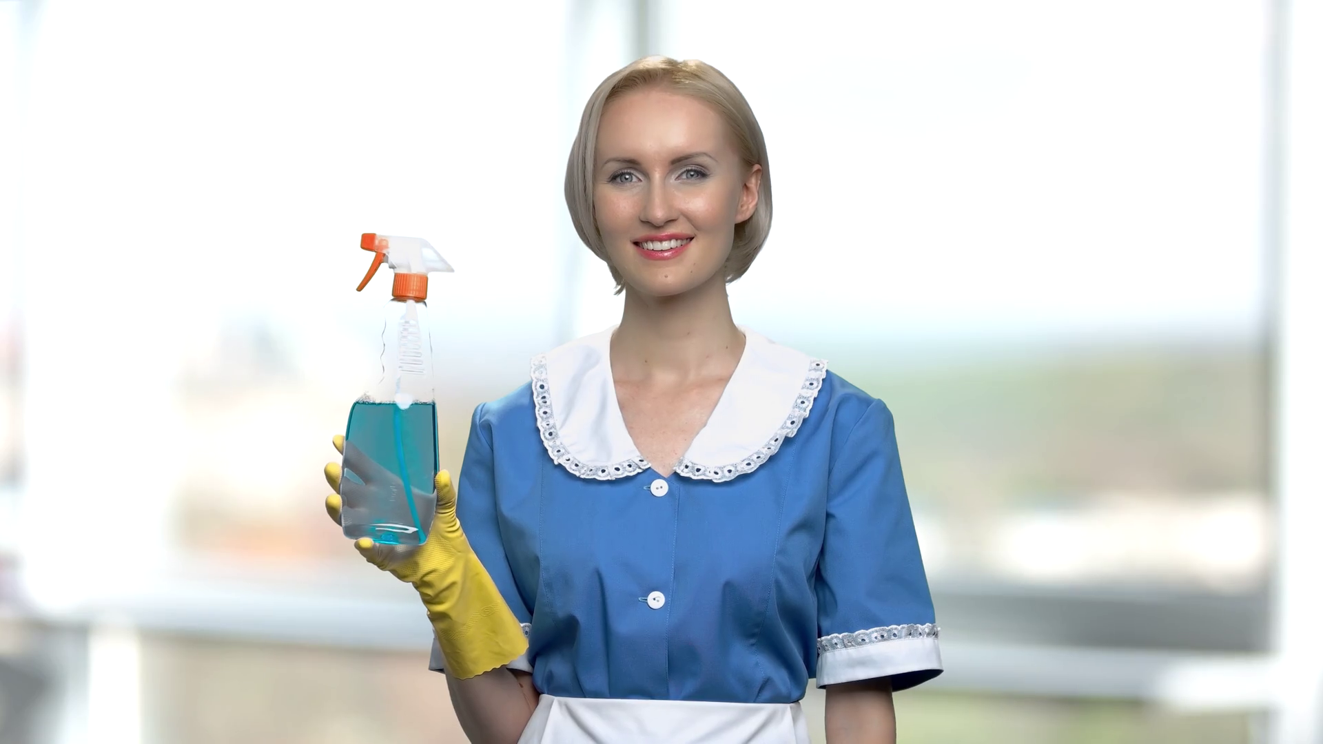 Pretty Smiling House Maid Showing Cleaning Stock Footage SBV-338058083 ...