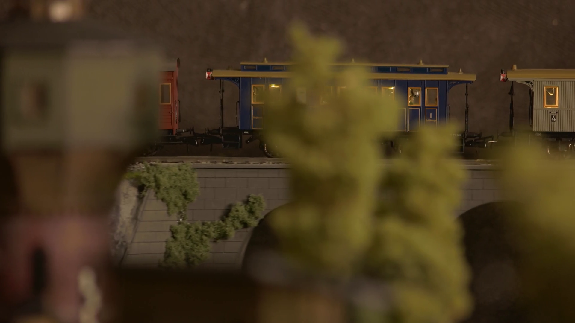 Railroad Model Moving On Bridge Toy Train Stock Footage SBV-338610291 ...