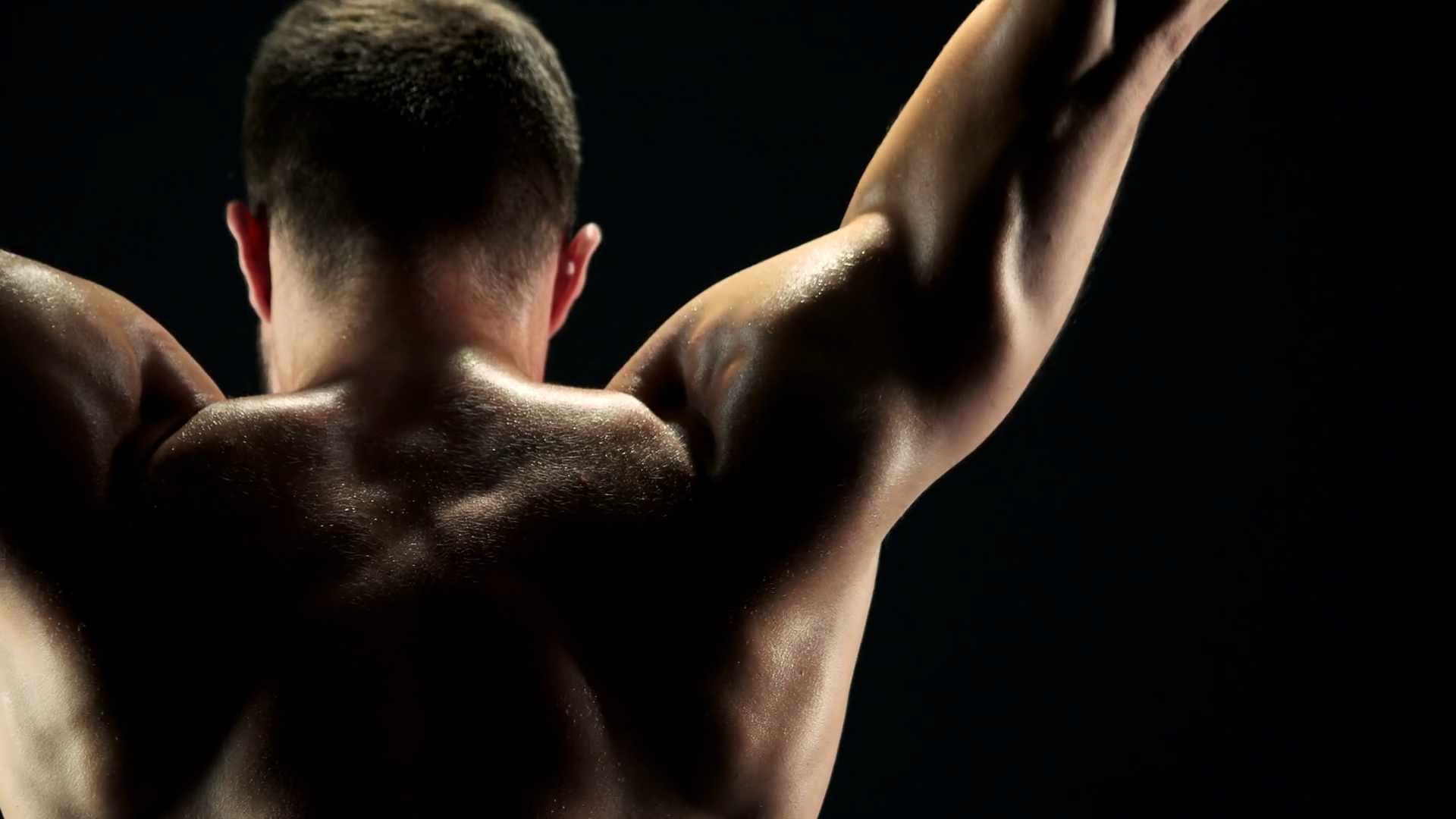 Rear View Muscular Man Exercising With Stock Footage SBV-334320582 ...