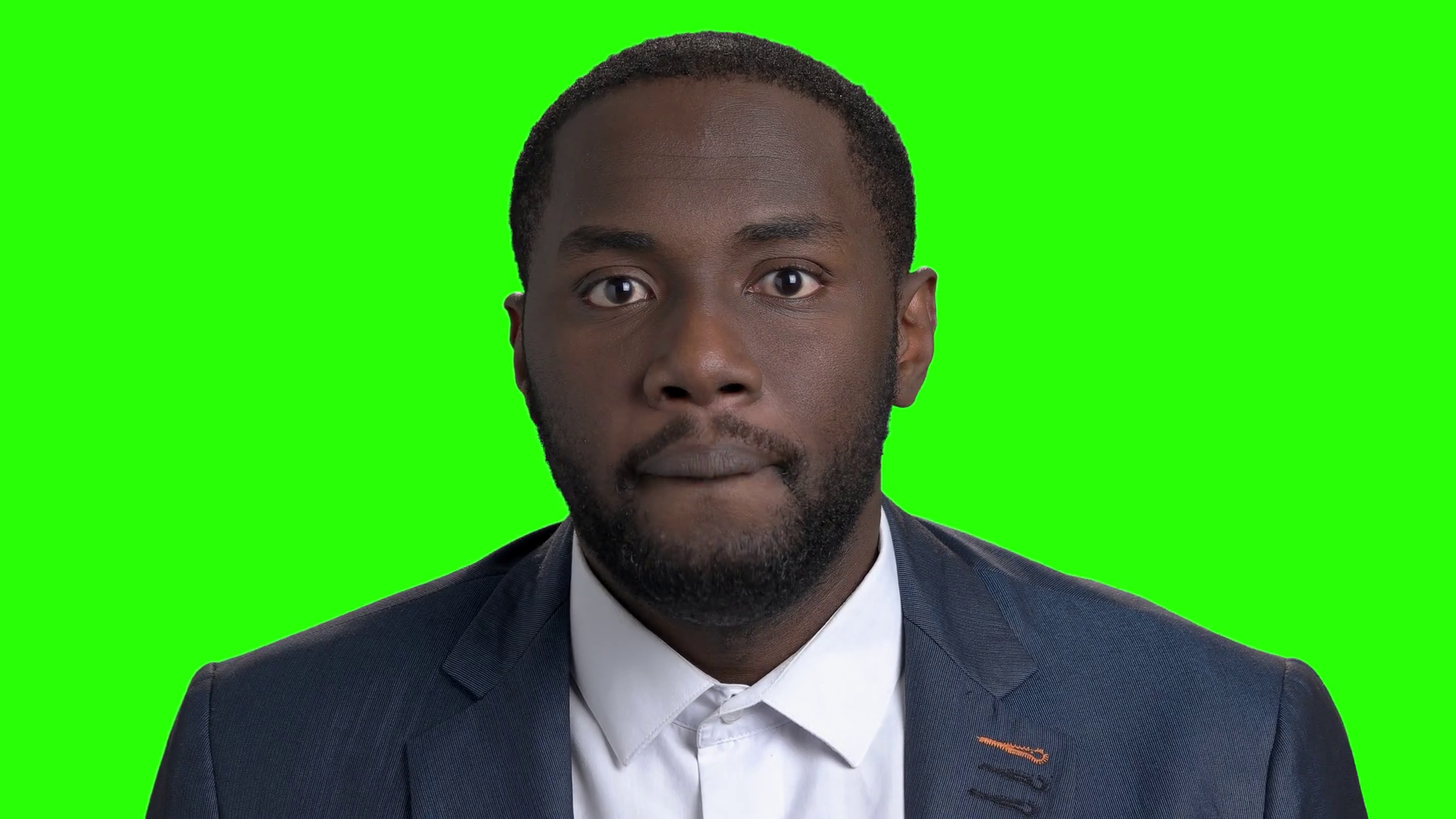 Shocked African American businessman on green screen. Face of amazed ...