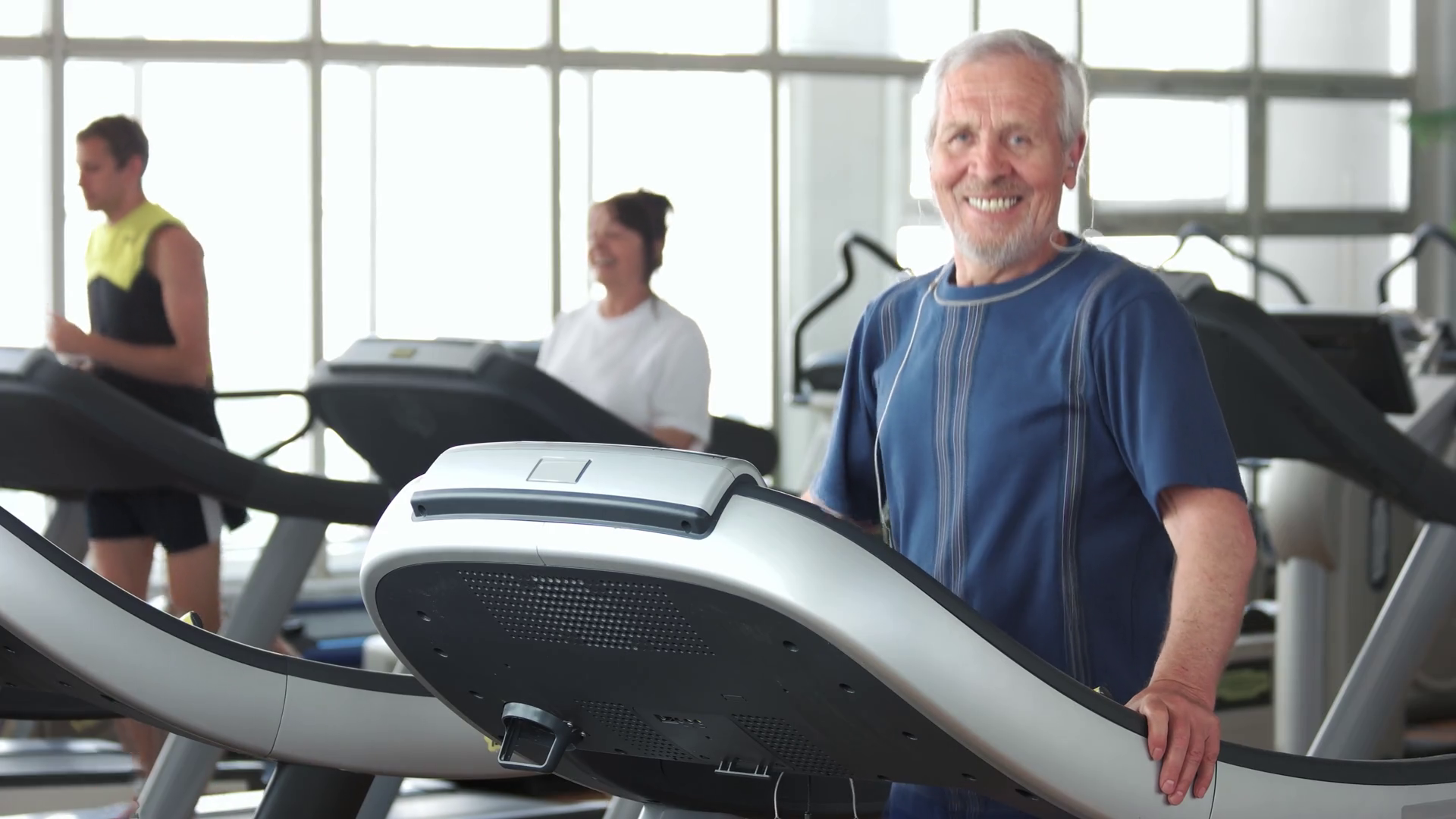 Smiling Aged Man Exercising At Gym Senior Stock Footage SBV-323375719 ...
