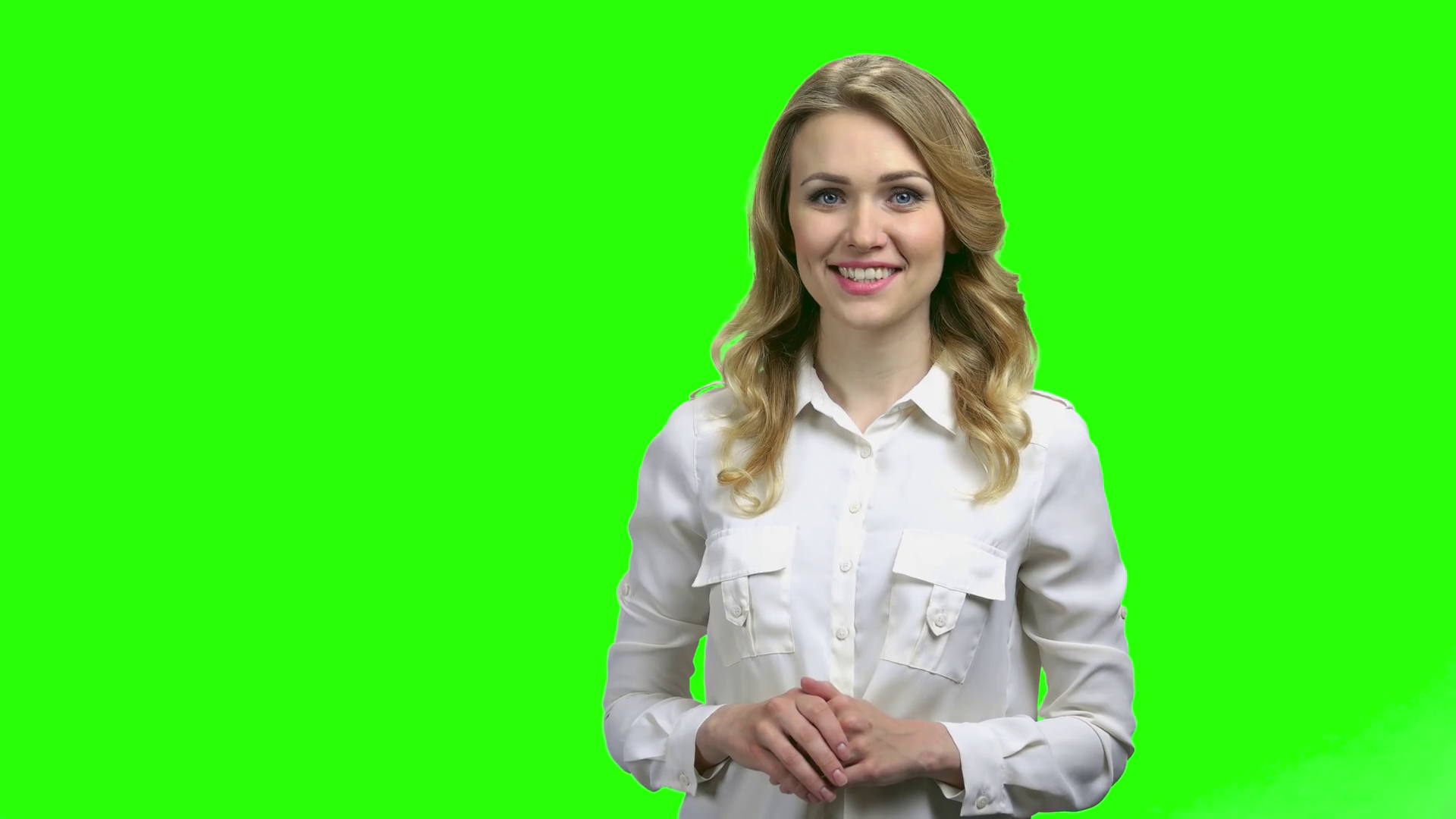 Woman Presenting On Green Screen Advertising Stock Footage SBV ...
