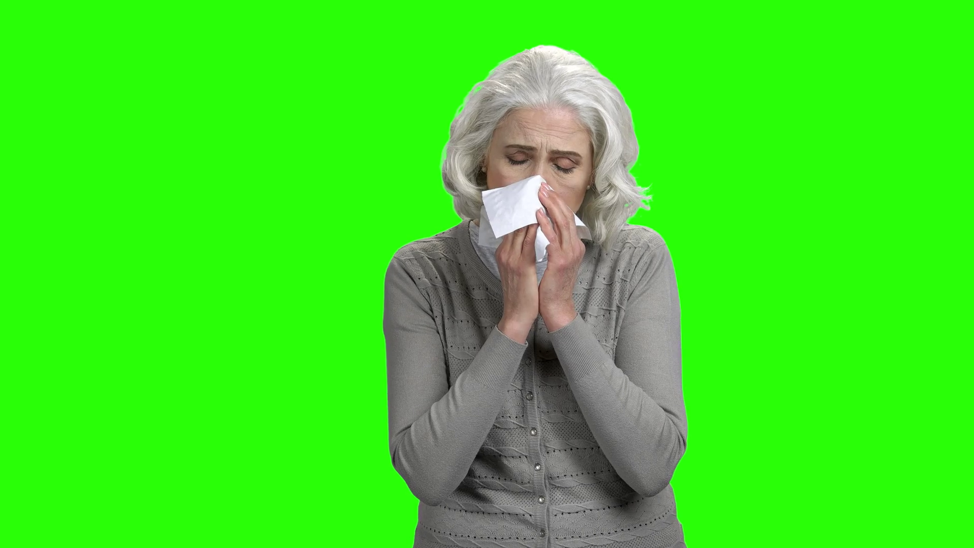 Sneezing Caucasian Woman On Green Screen Stock Footage SBV-337473377 ...