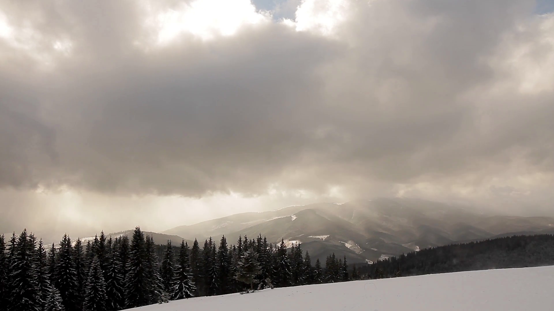 Snowstorm In Mountains Sun Breaks Through Stock Footage SBV-316101634 ...