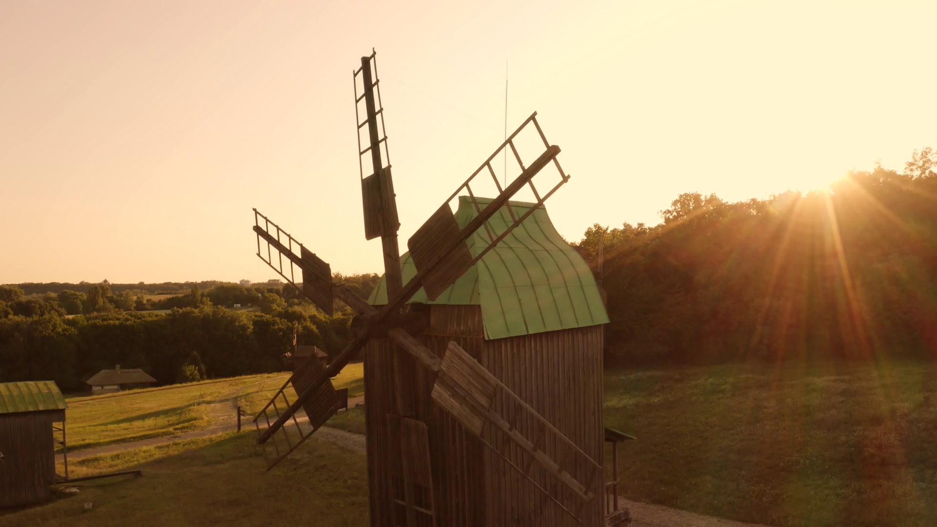 Still Wooden Rustic Windmill Bright Evening Stock Footage SBV-338414224 ...